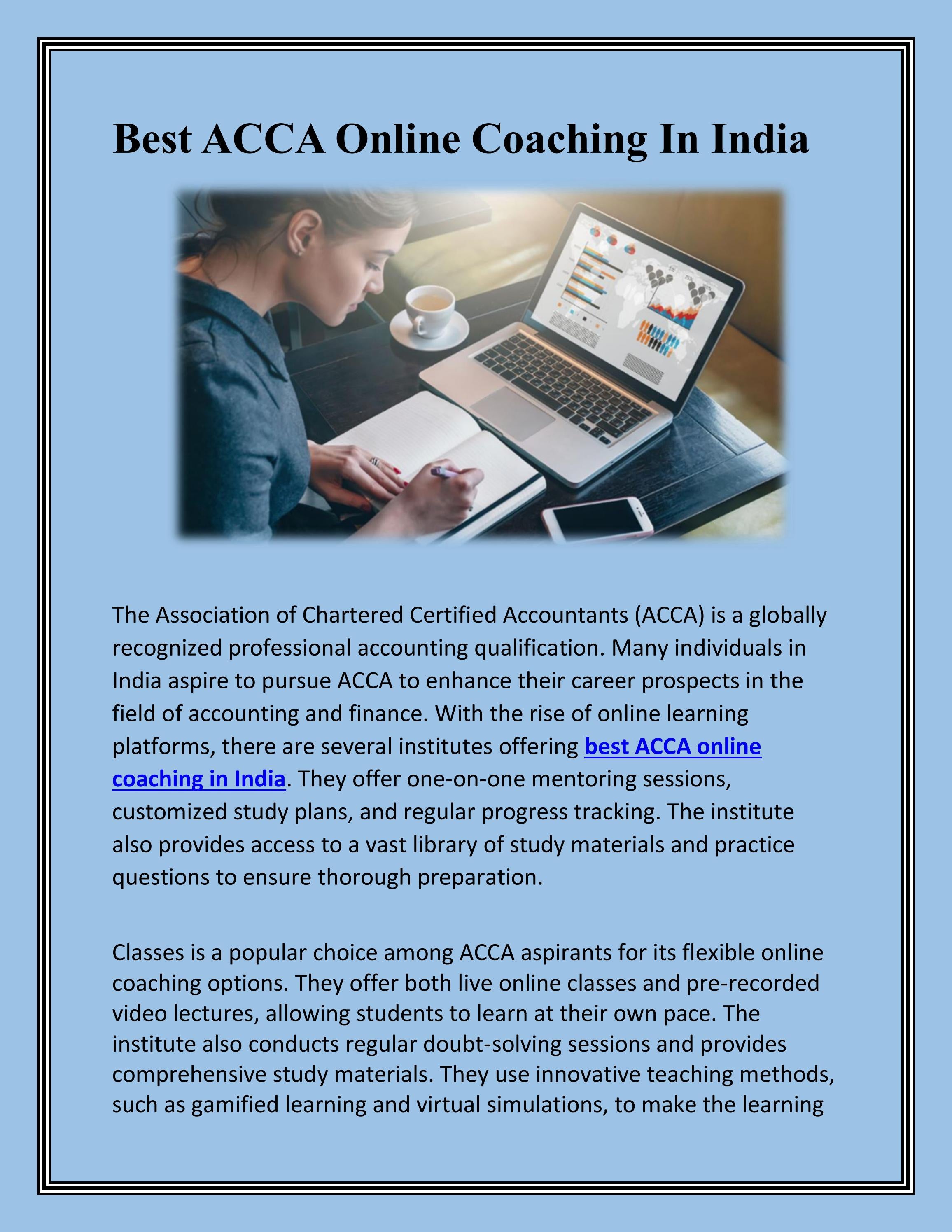 Best ACCA Online Coaching In India by manpreetkaur813 - Issuu