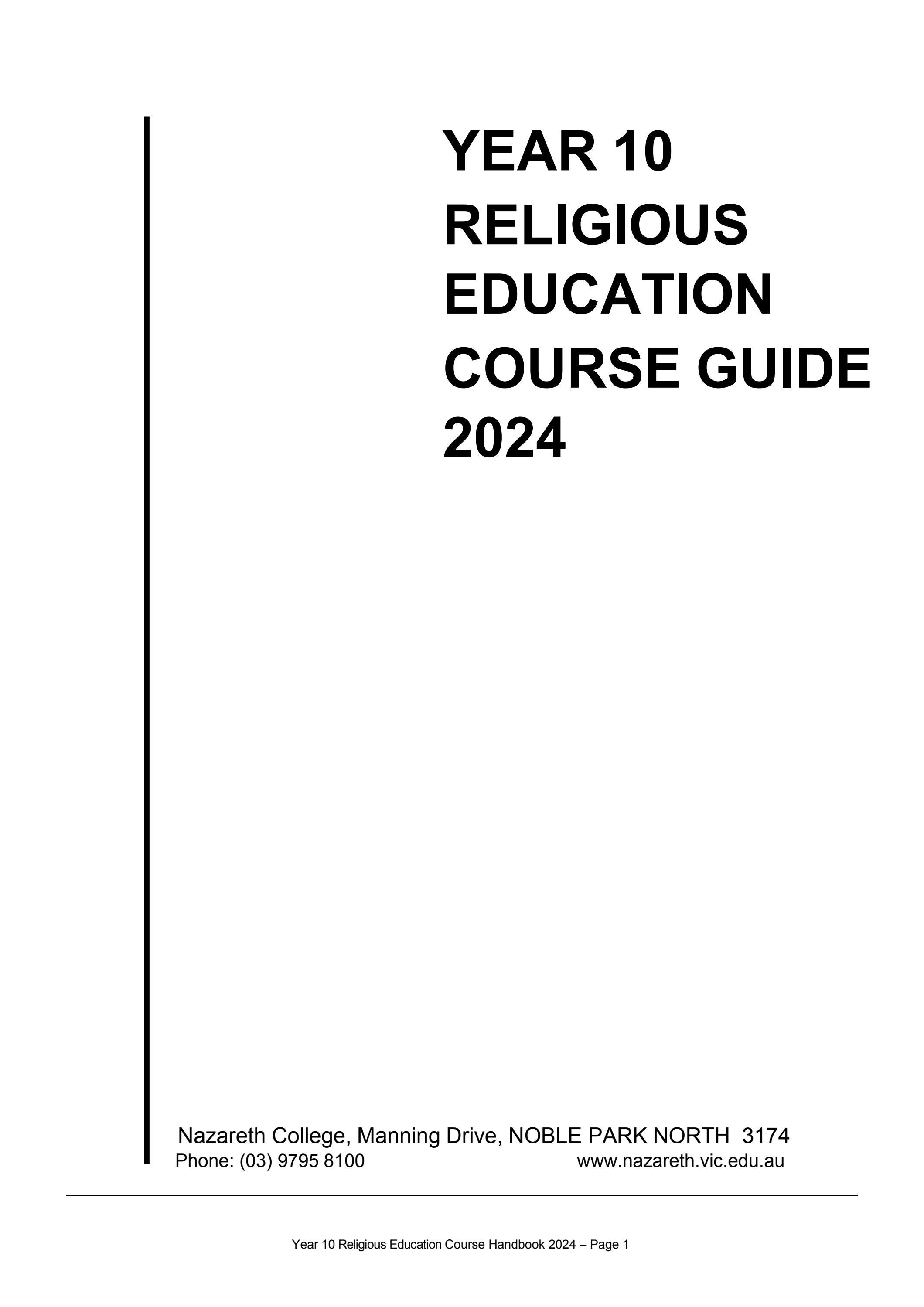 Nazareth College - Year 10 - Religious Education - 2024 by ...