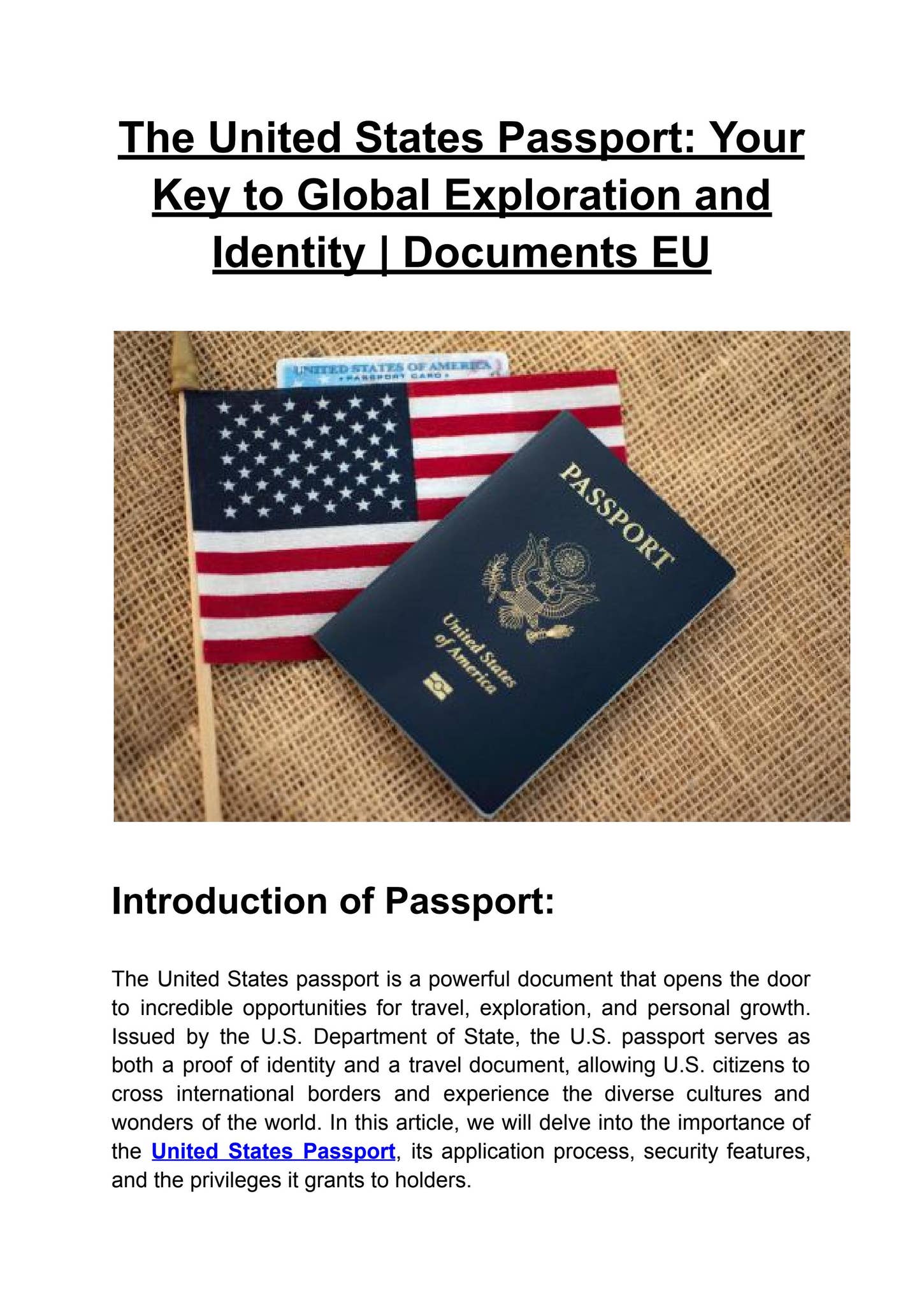 The United States Passport: Your Key to Global Exploration and Identity ...