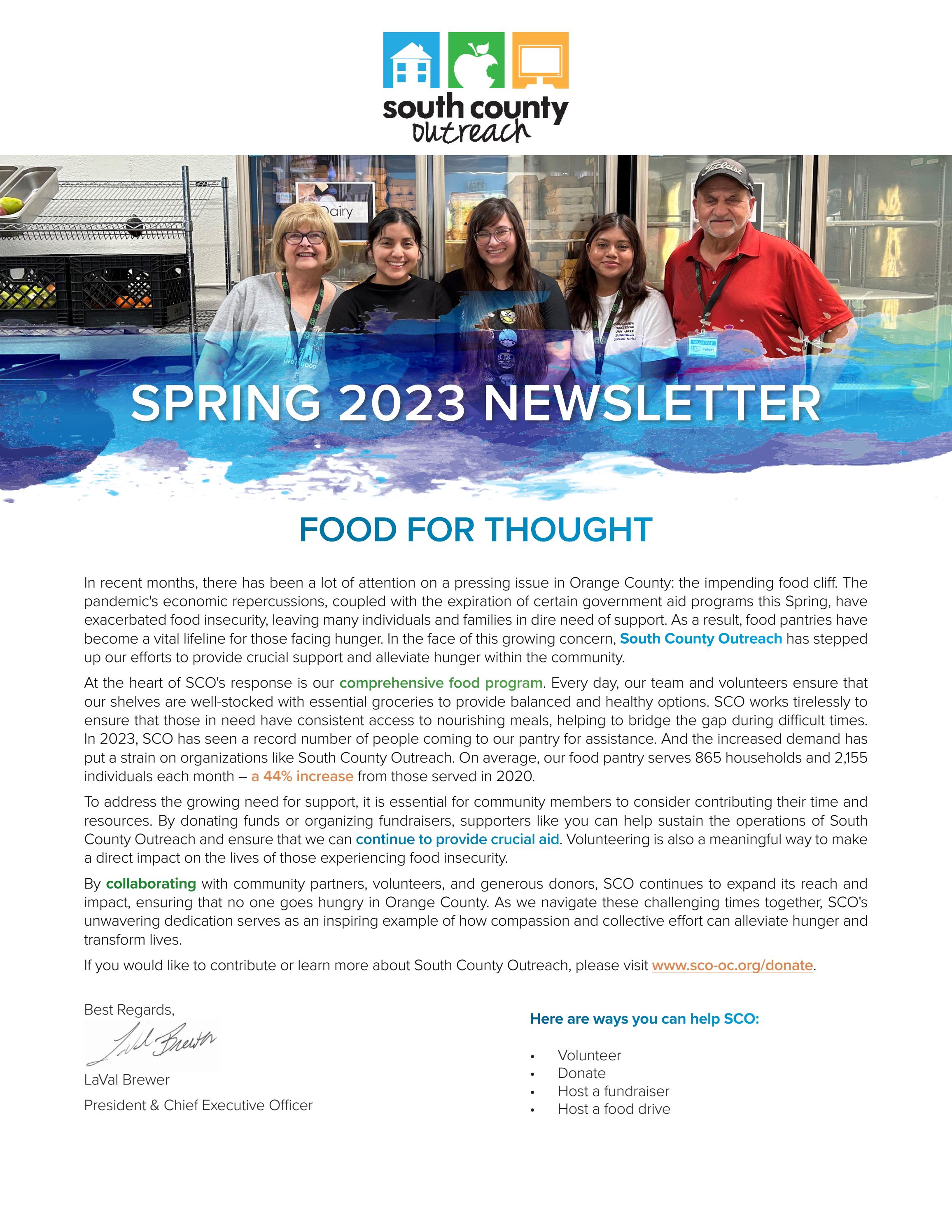Spring 2023 Newsletter by South County Outreach - Issuu