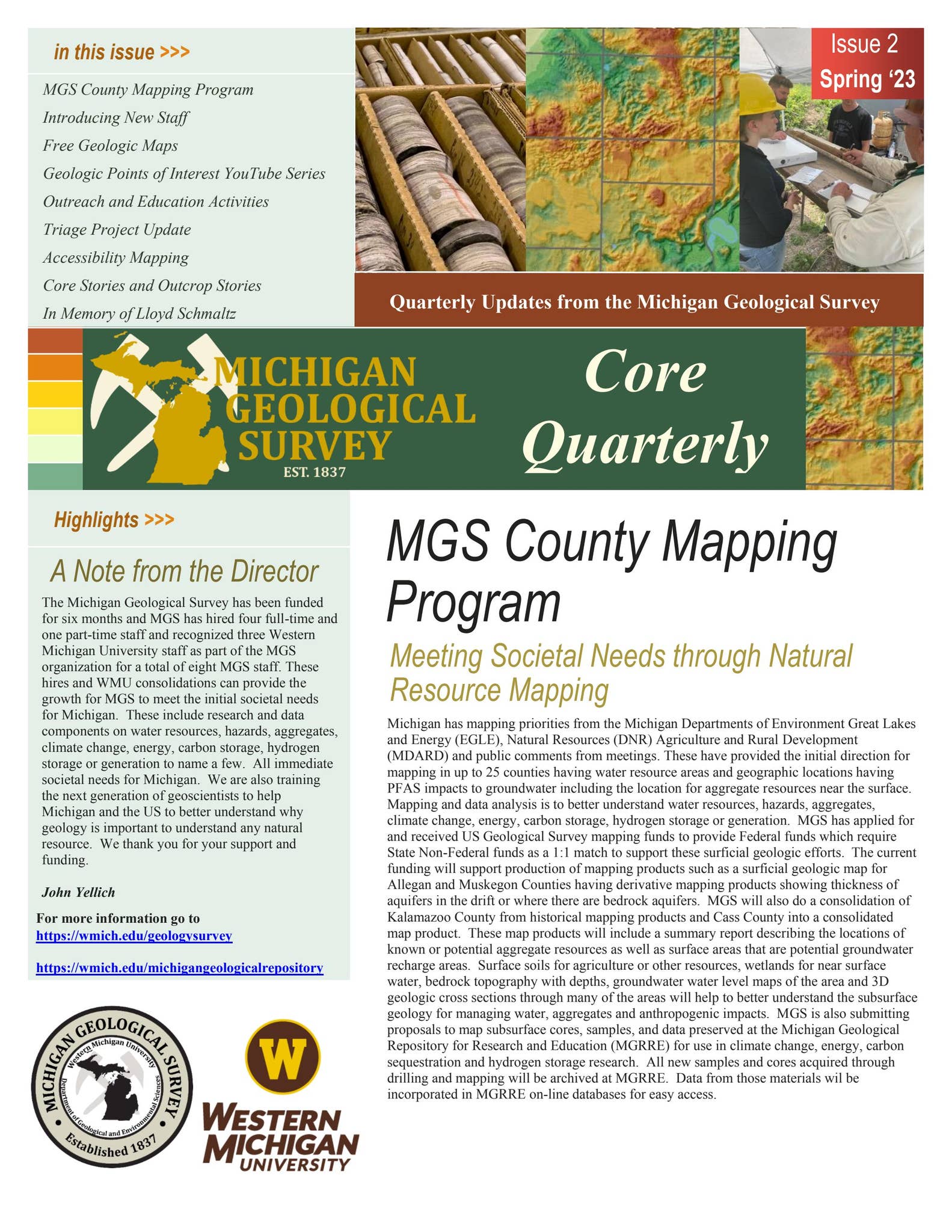 MGS Quarterly Newsletter Issue 2- Spring 2023 by Michigan Geological ...