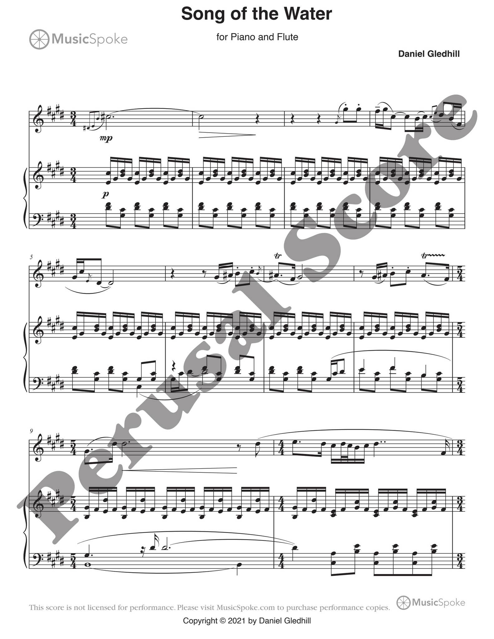 Song of the Water | Daniel Gledhill | MusicSpoke by MusicSpoke - Issuu