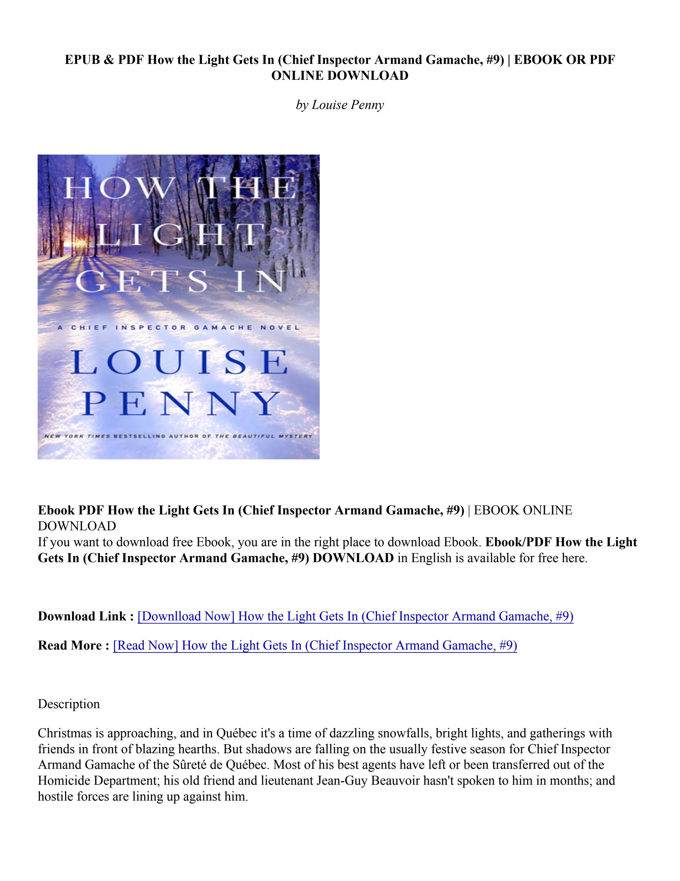 Download PDF How the Light Gets In (Chief Inspector Armand Gamache, #9 ...