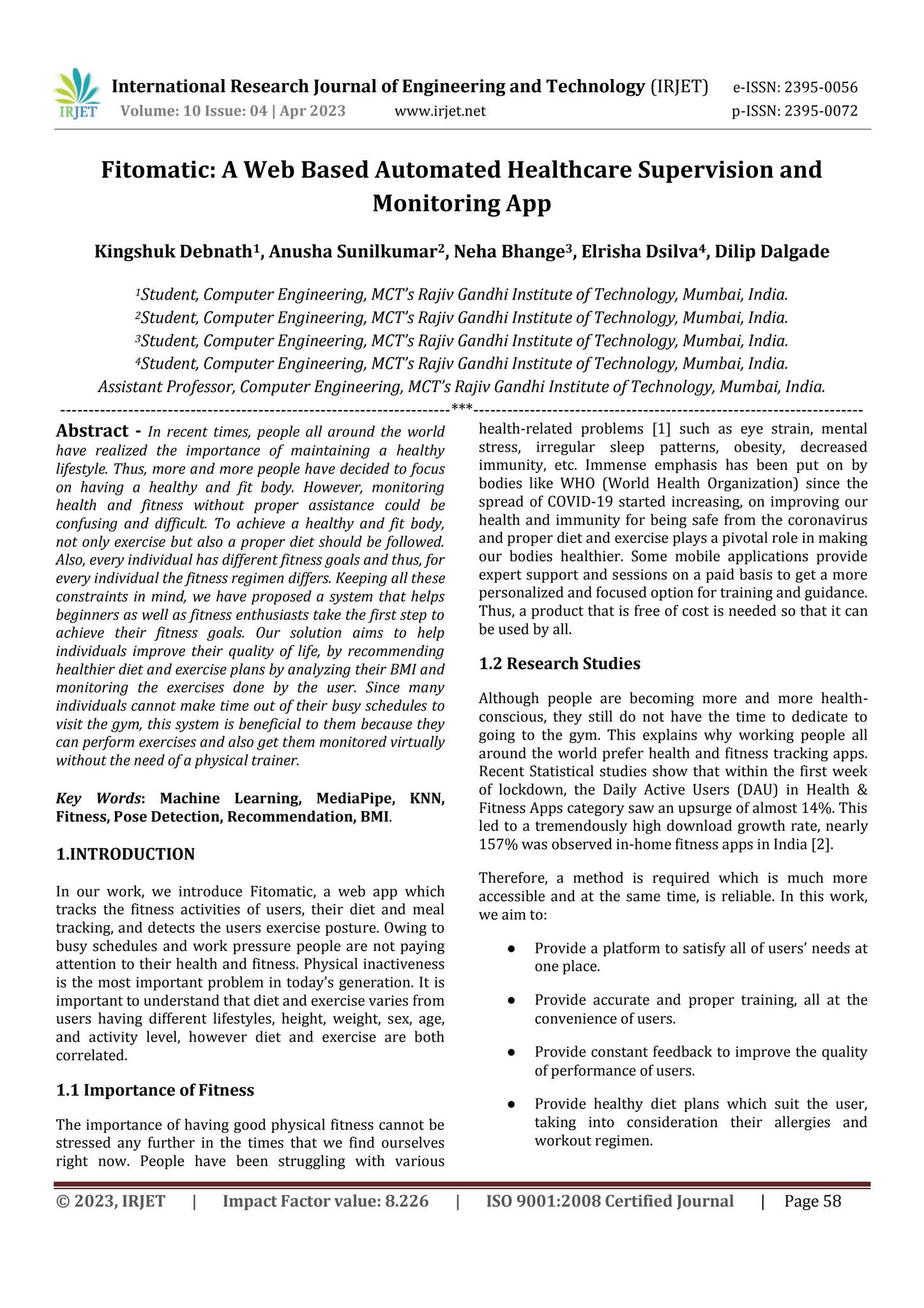 Fitomatic: A Web Based Automated Healthcare Supervision and Monitoring ...