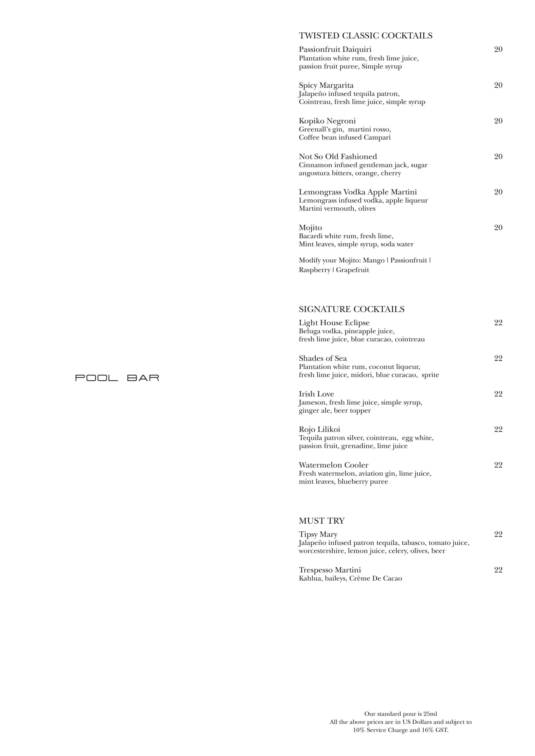 InterContinental Maldives Pool Bar Beverage Menu by InterContinental ...