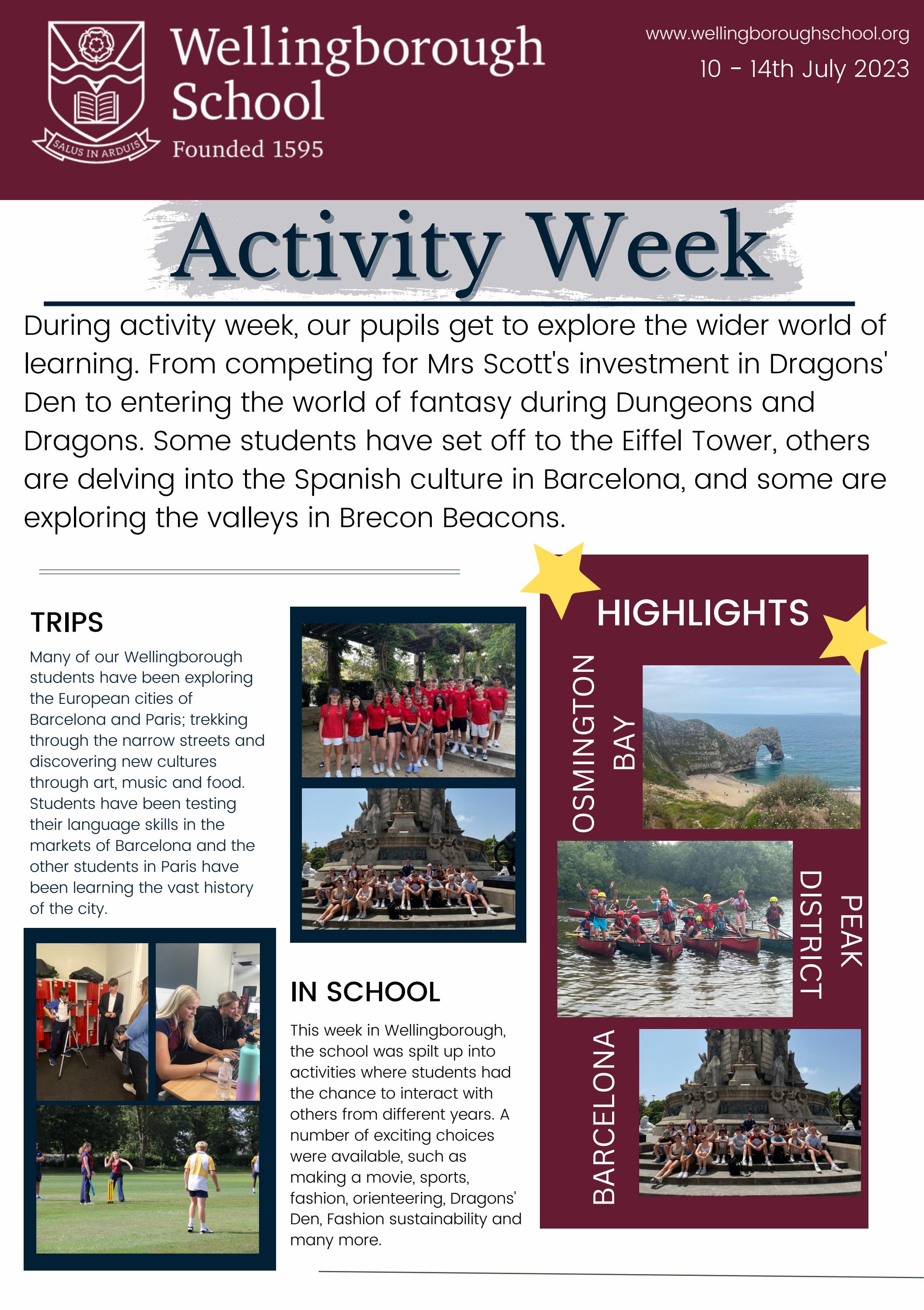 Activity Week Newsletter by wellingboroughschool - Issuu