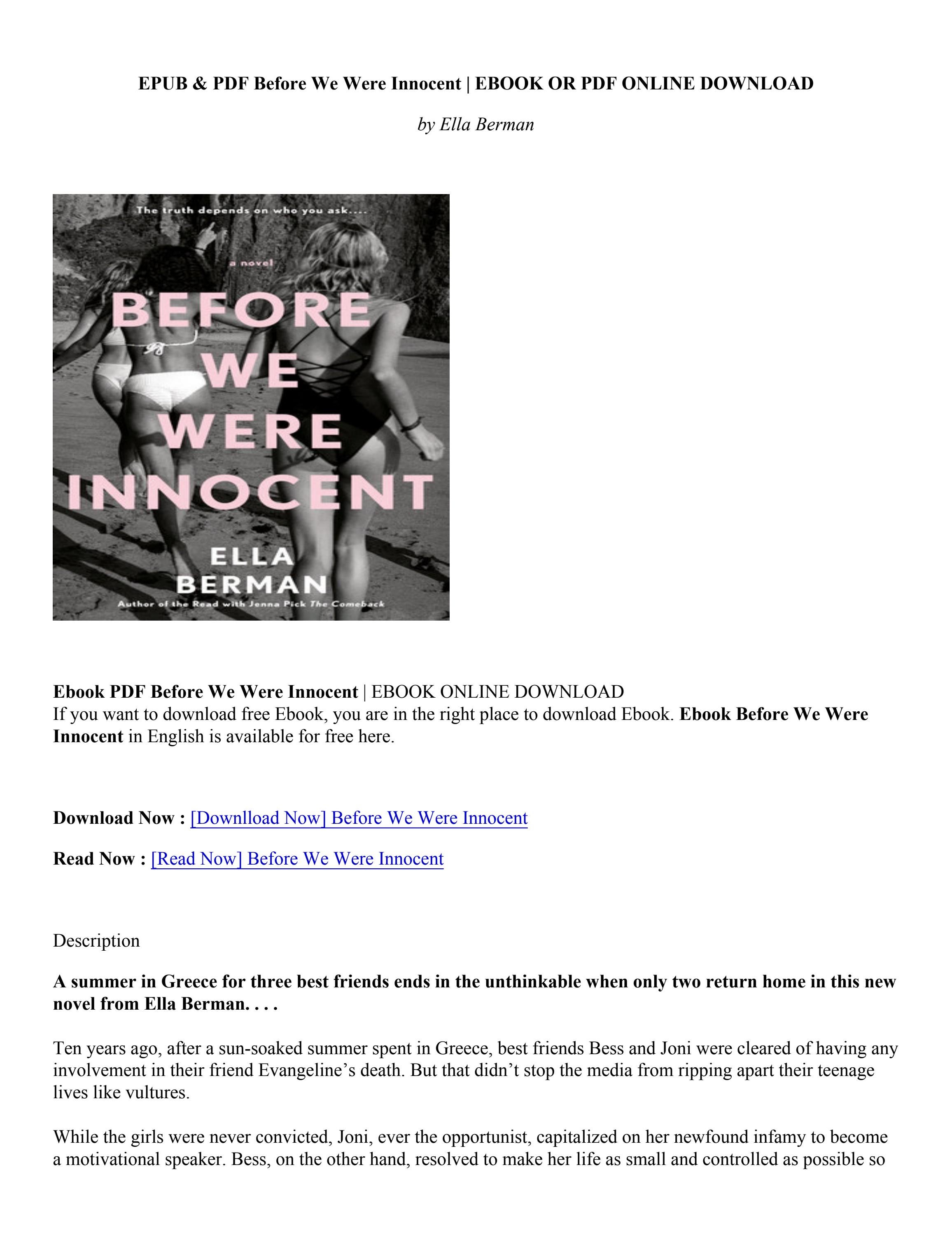 Download Before We Were Innocent - Ella Berman by Minette-Paquet - Issuu