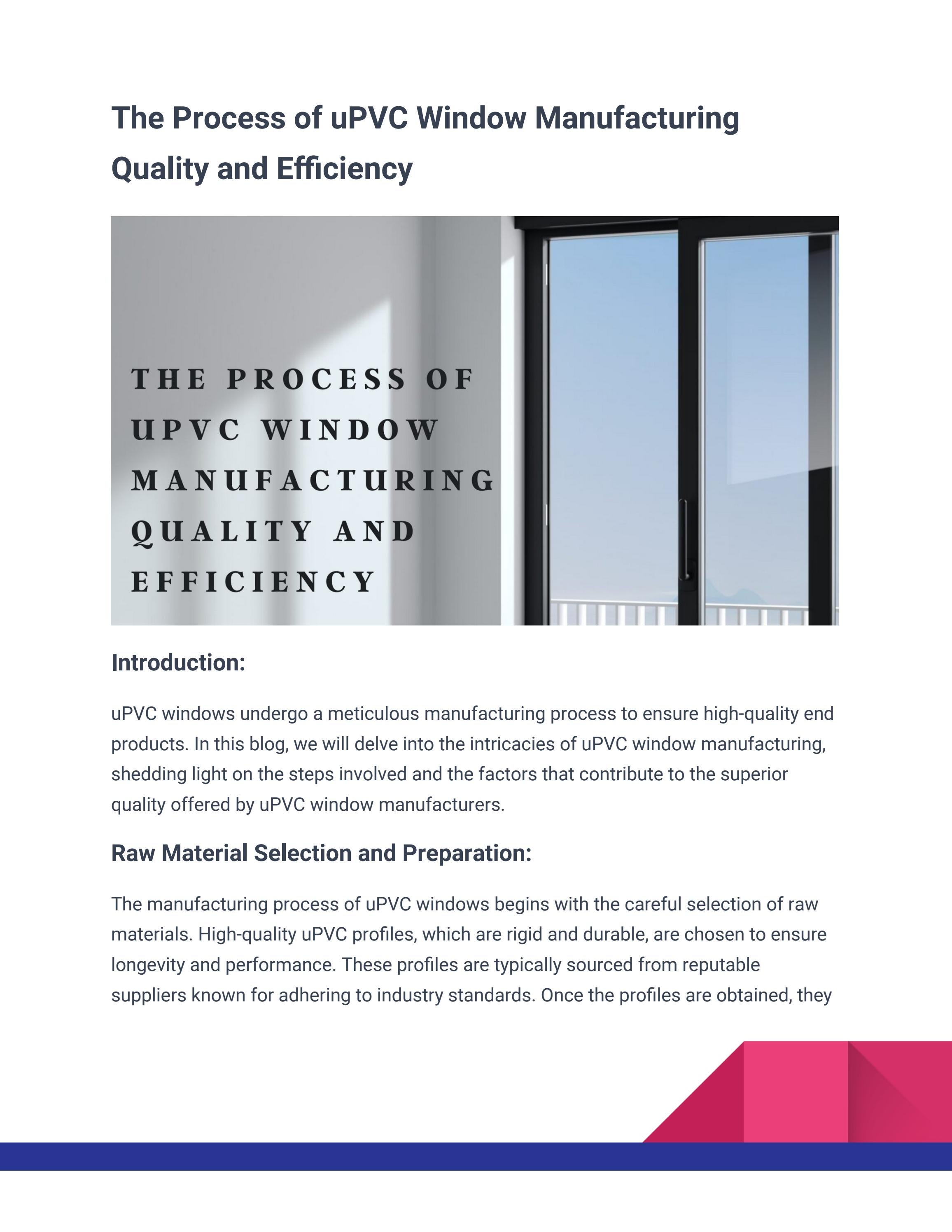 The Process of uPVC Window Manufacturing Quality and Efficiency by ...