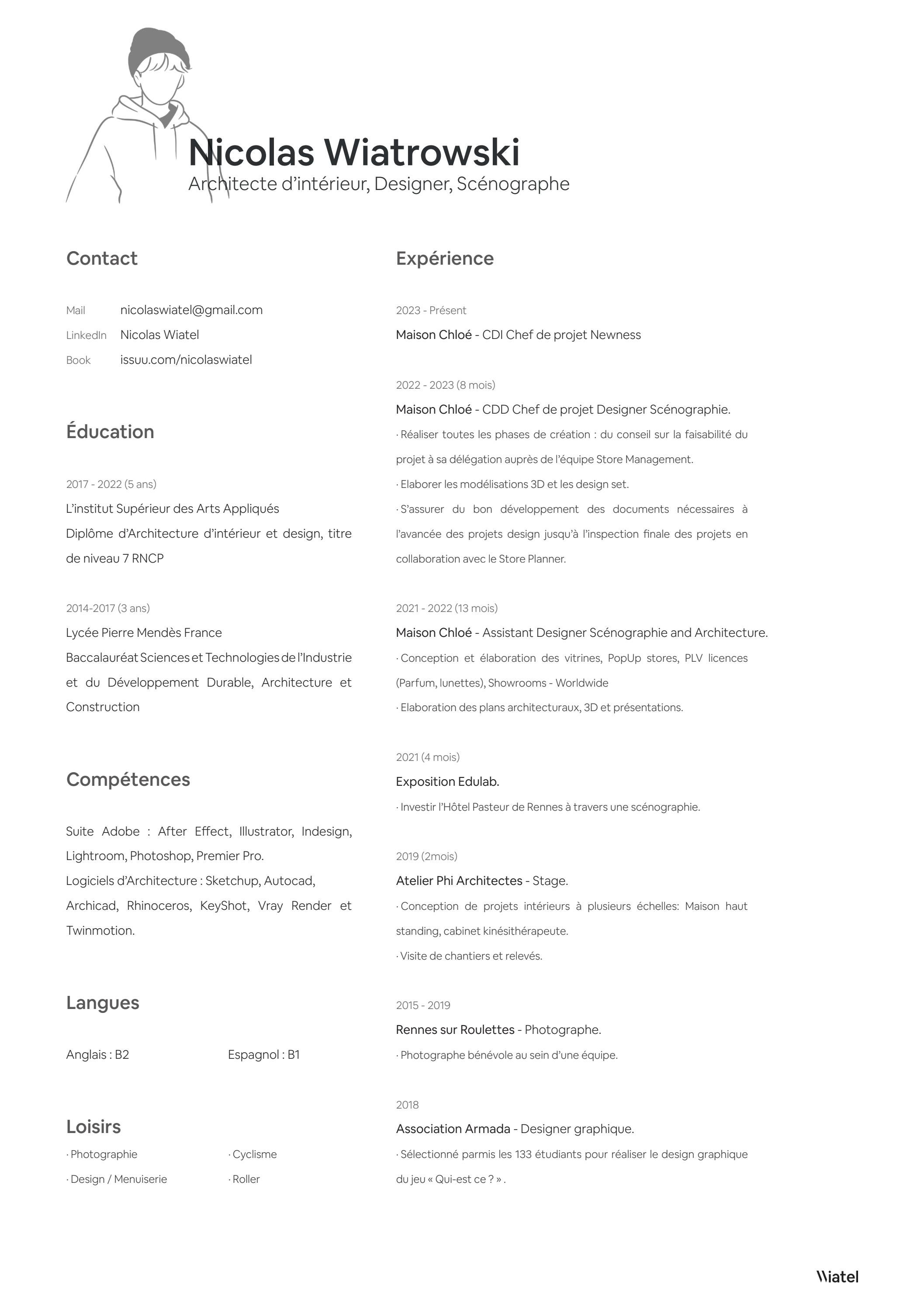 Curriculum Vitae Wiatel 2023 by Nicolas Wiatel - Issuu