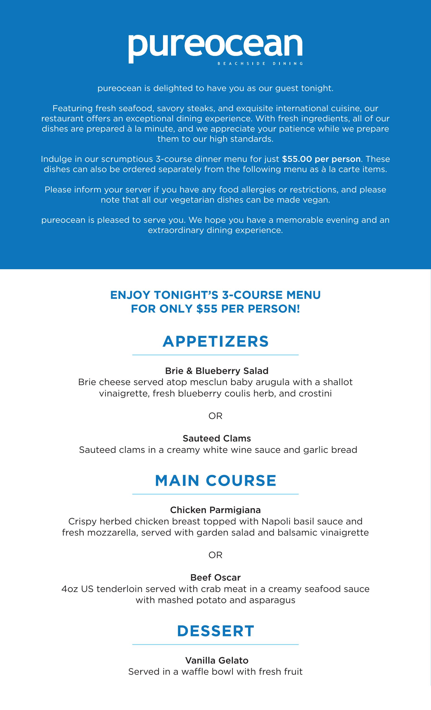 pureocean Aruba 3-Course Menu by Divi Resorts - Issuu