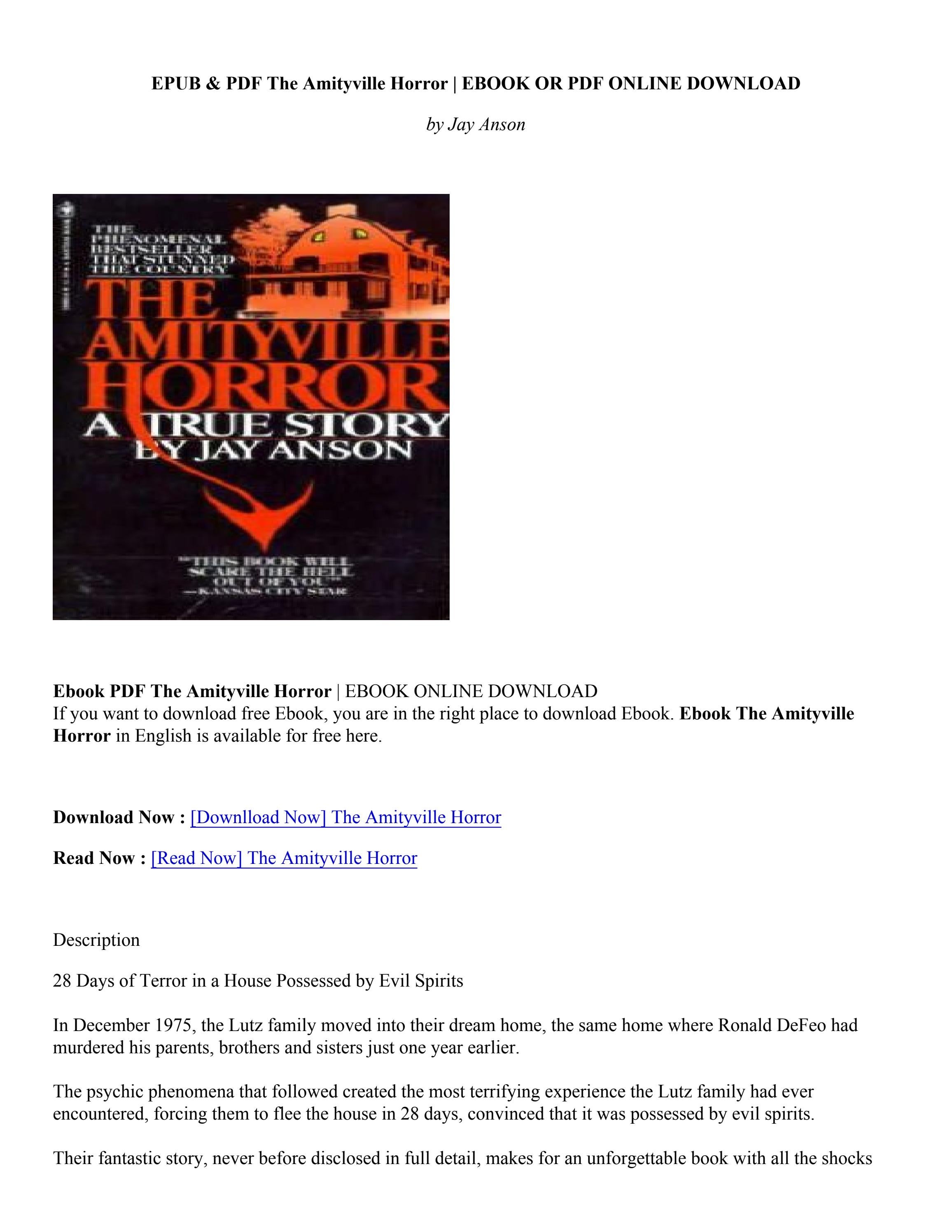 Download PDF The Amityville Horror - Jay Anson by Xavierre-Cadieux - Issuu