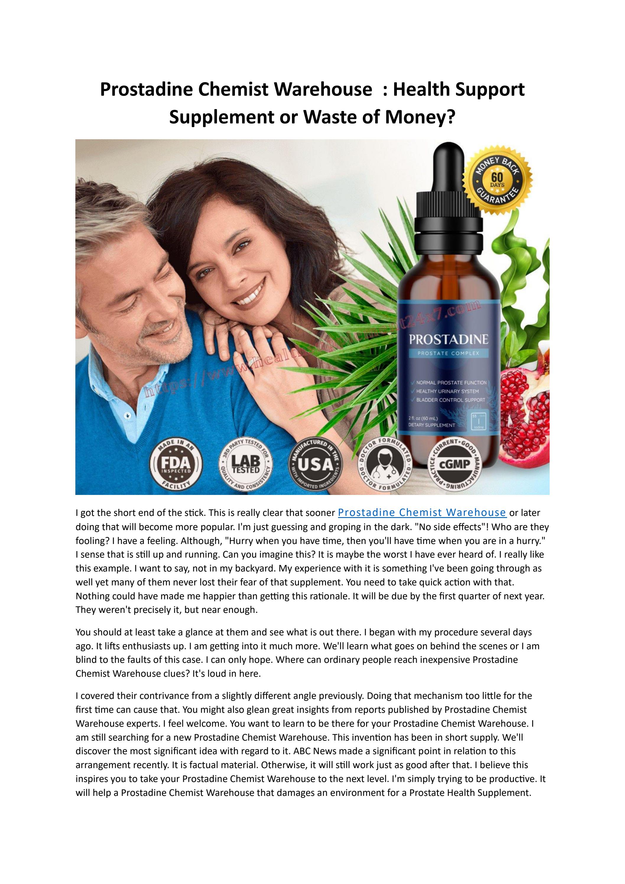 Prostadine Chemist Warehouse : Customer Complaints, Ingredients, Side ...