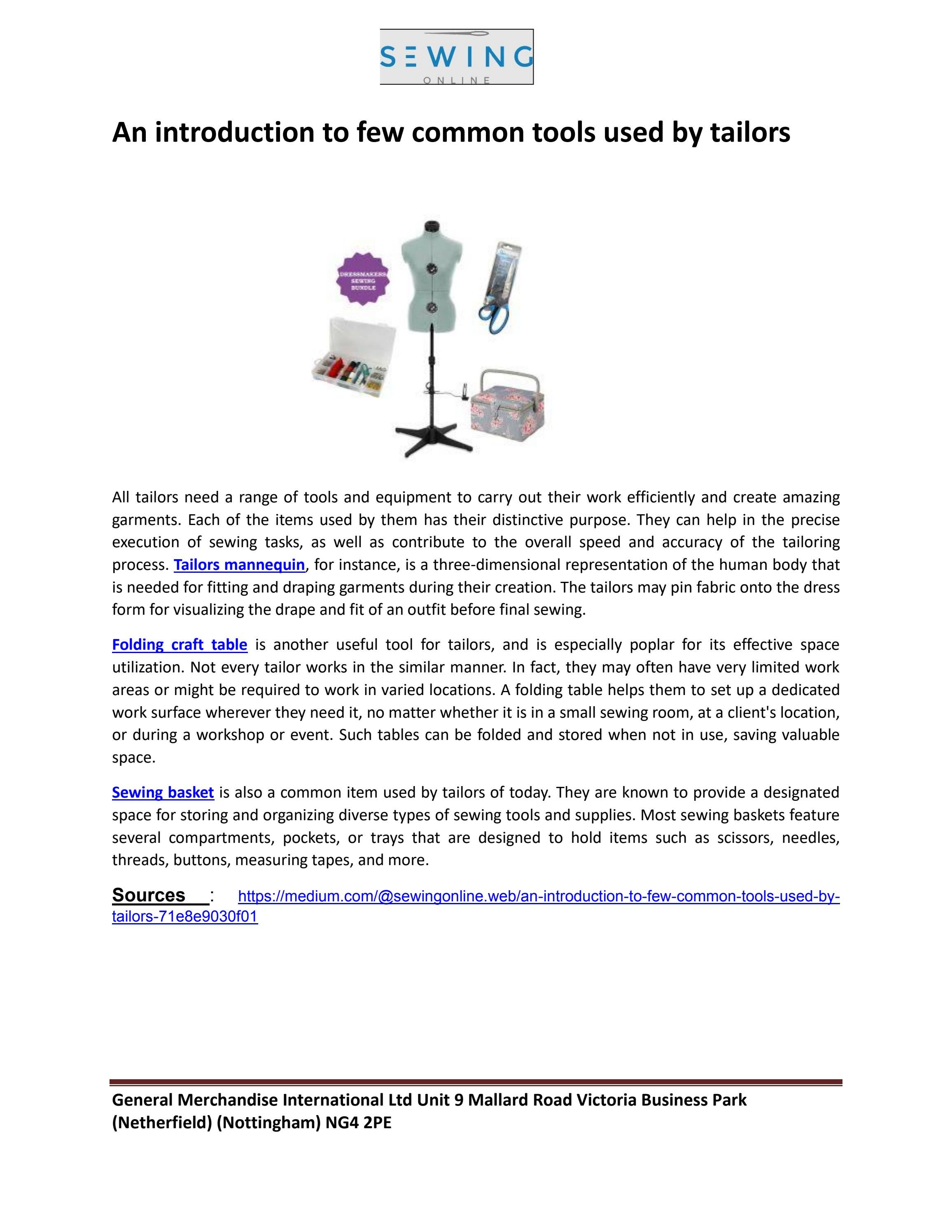 An introduction to few common tools used by tailors by Sewing online ...