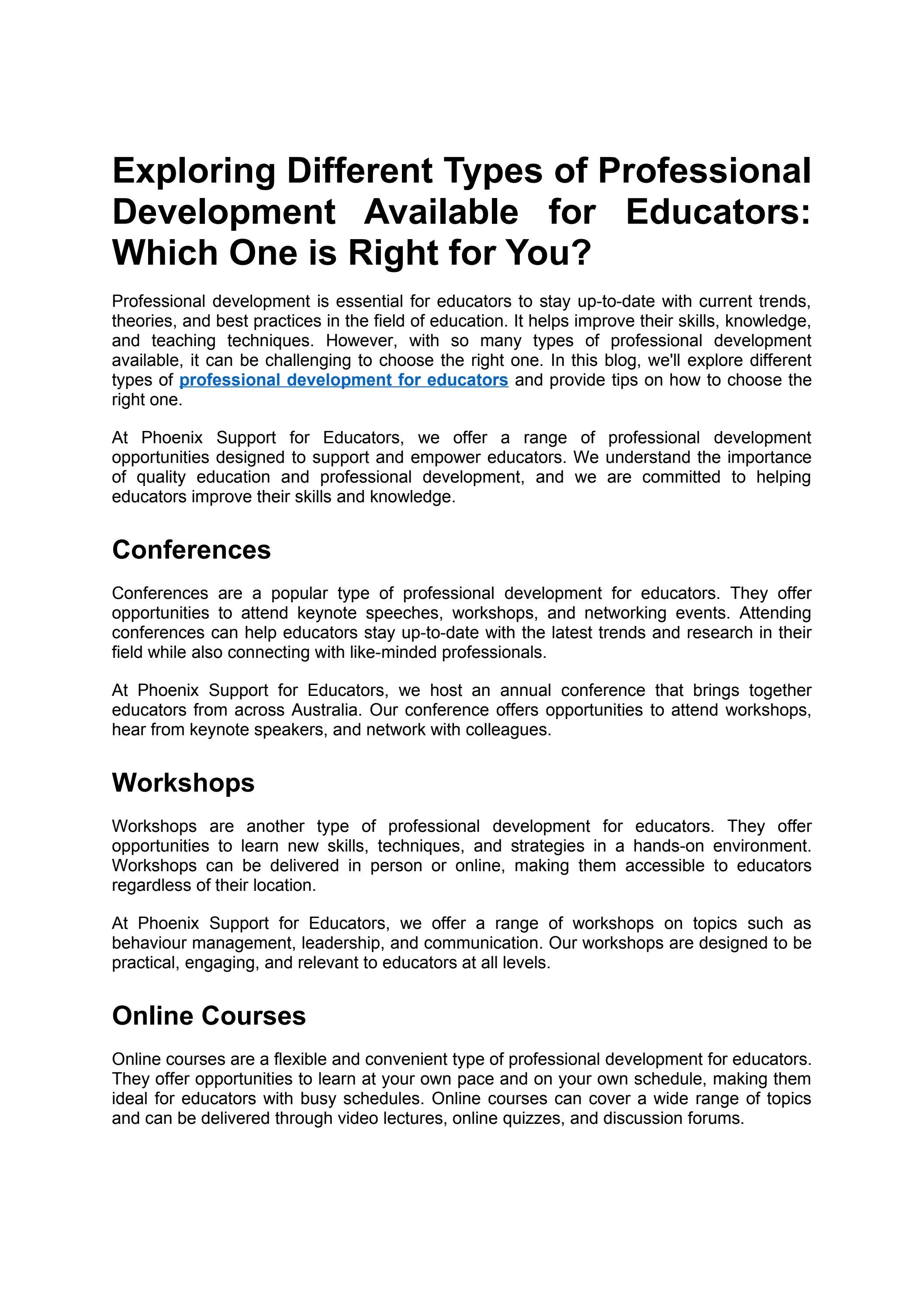 Exploring Different Types Of Professional Development Available For Exploring Different Types Of Professional Development Available For