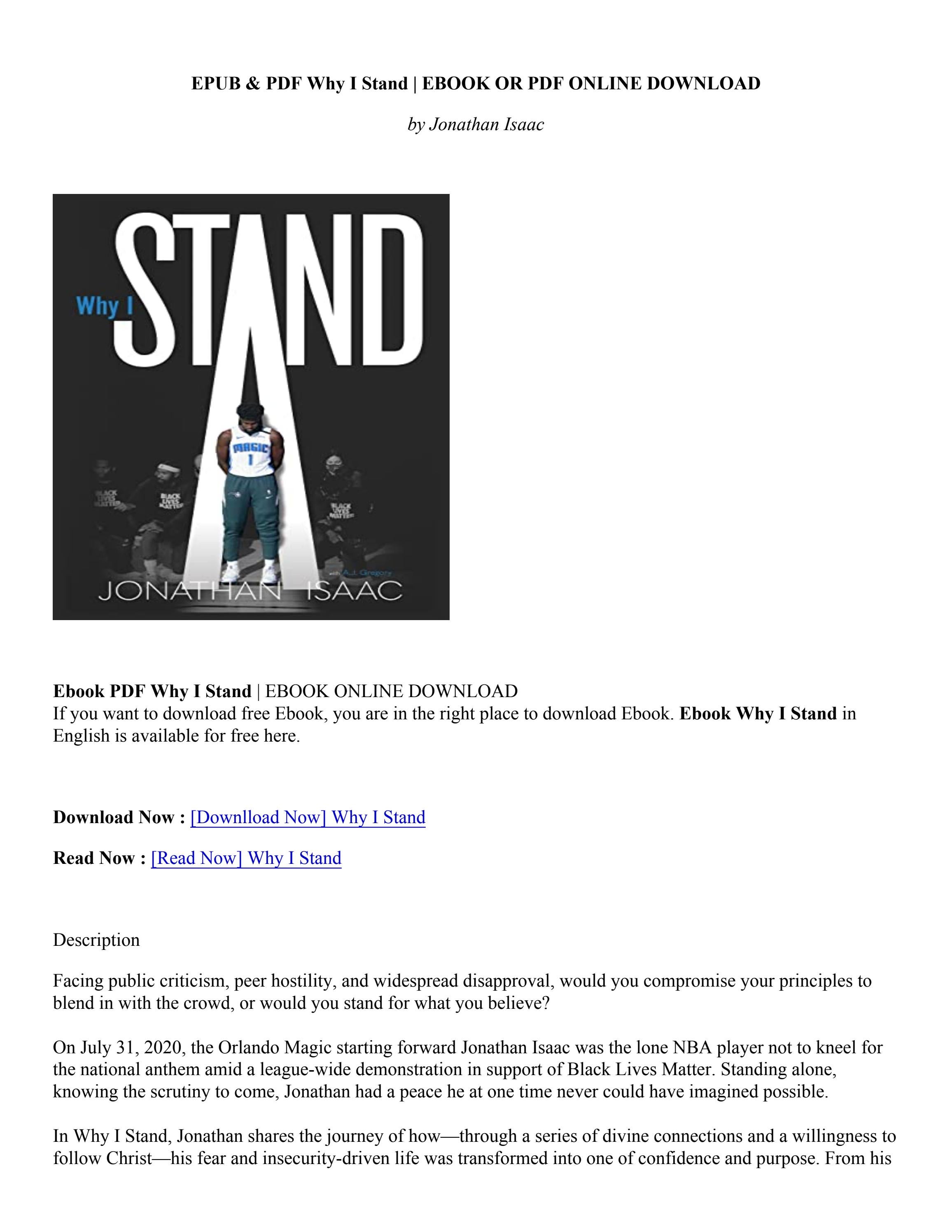 PDF Download Why I Stand - Jonathan Isaac by Jeannine-Jomphe - Issuu