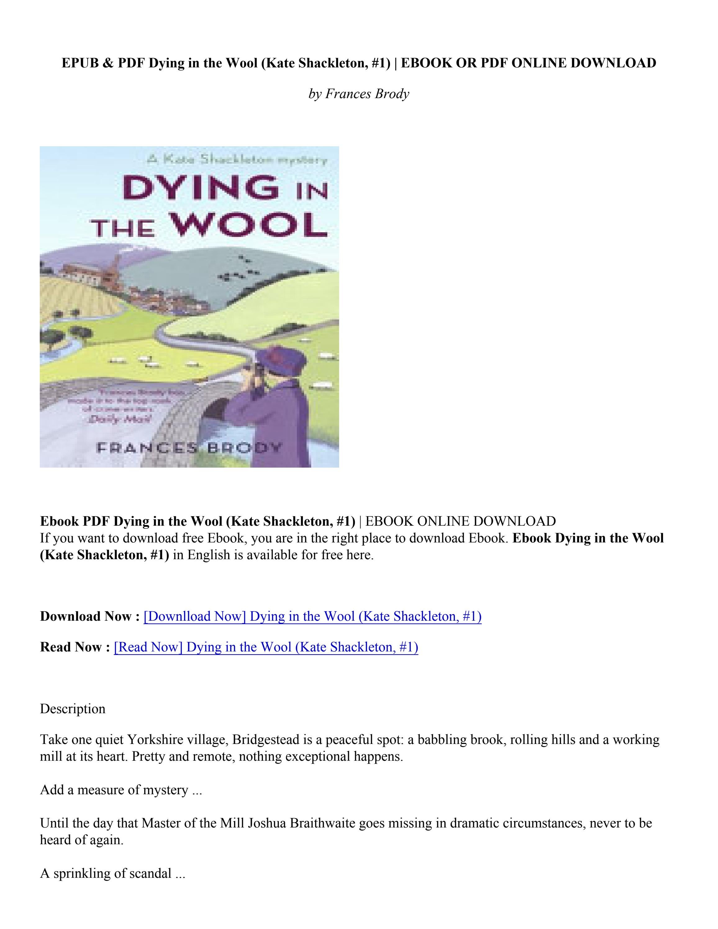 (Download PDF/Epub) Dying in the Wool (Kate Shackleton, #1) - Frances ...