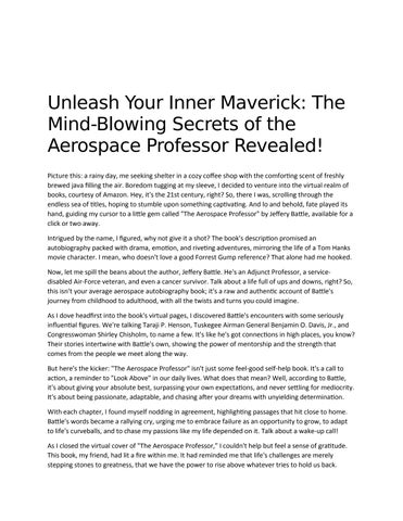 Jeffery Battle Author The Aero Space Professor by Ronald Dsouza - Issuu