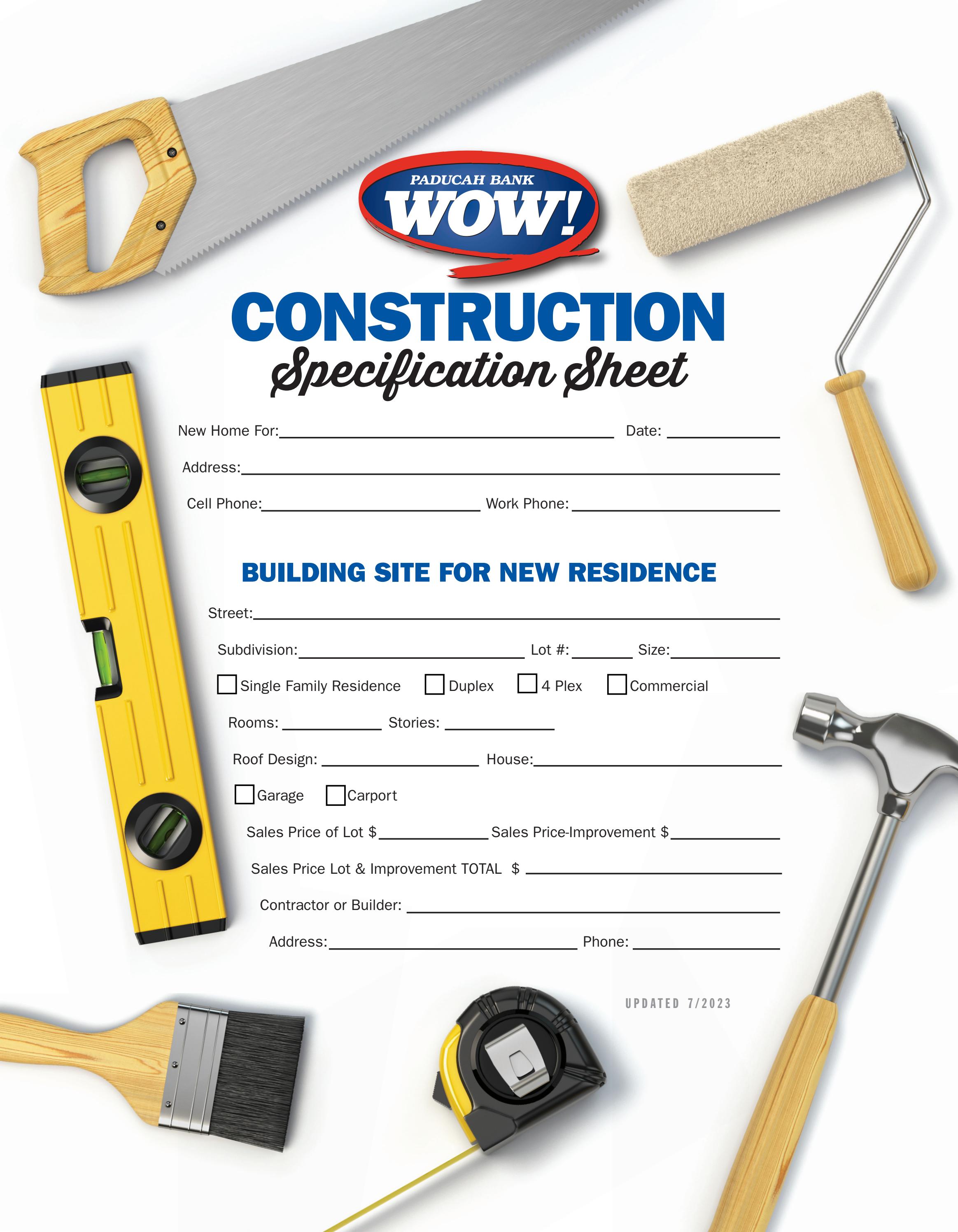 Construction Specification Form by PaducahBank - Issuu