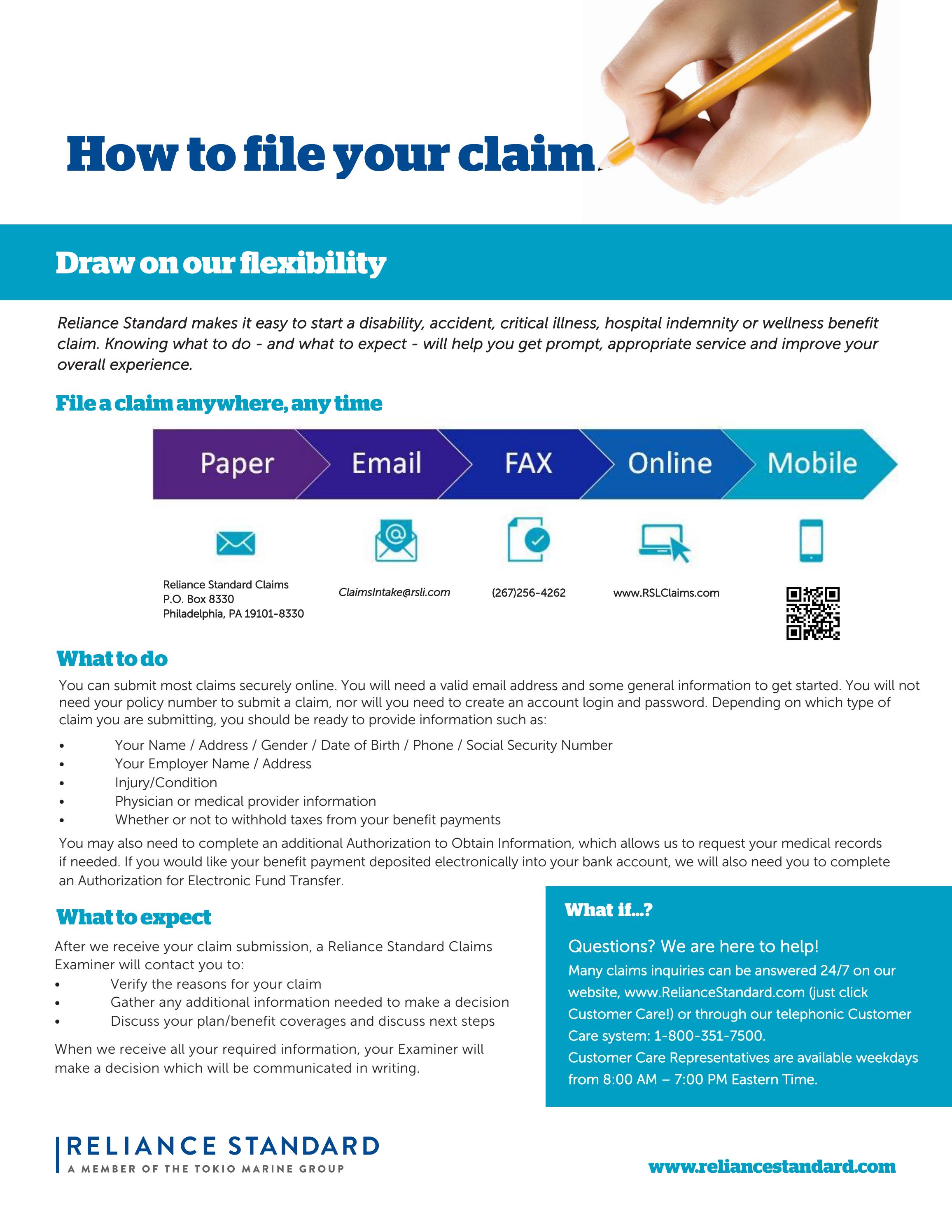 How to file a claim | Reliance Standard by The MJ Companies - Issuu