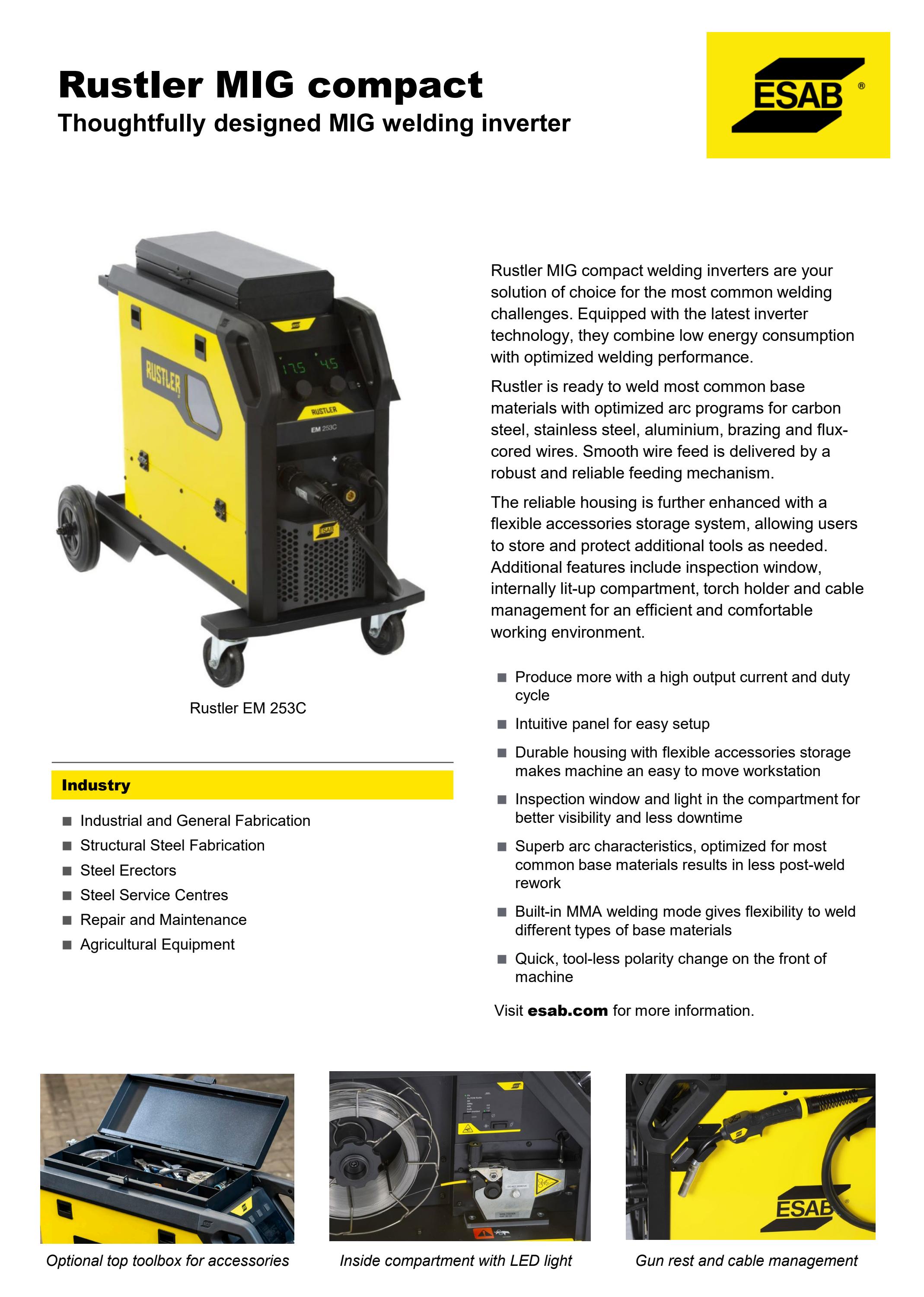 ESAB RUSTLER SINGLE PHASE COMPACT by United Welding Supplies - Issuu