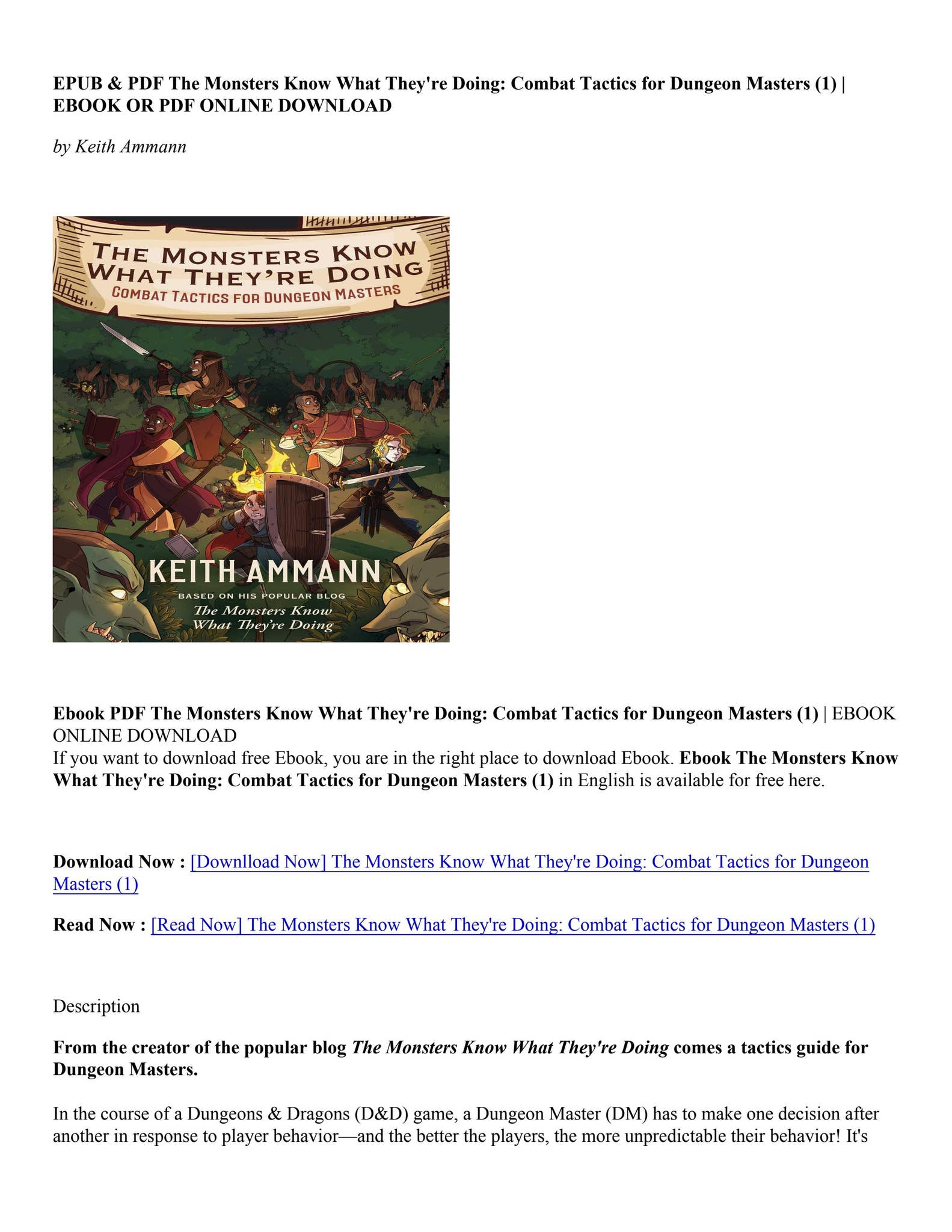 (Download Book) The Monsters Know What They're Doing: Combat Tactics ...