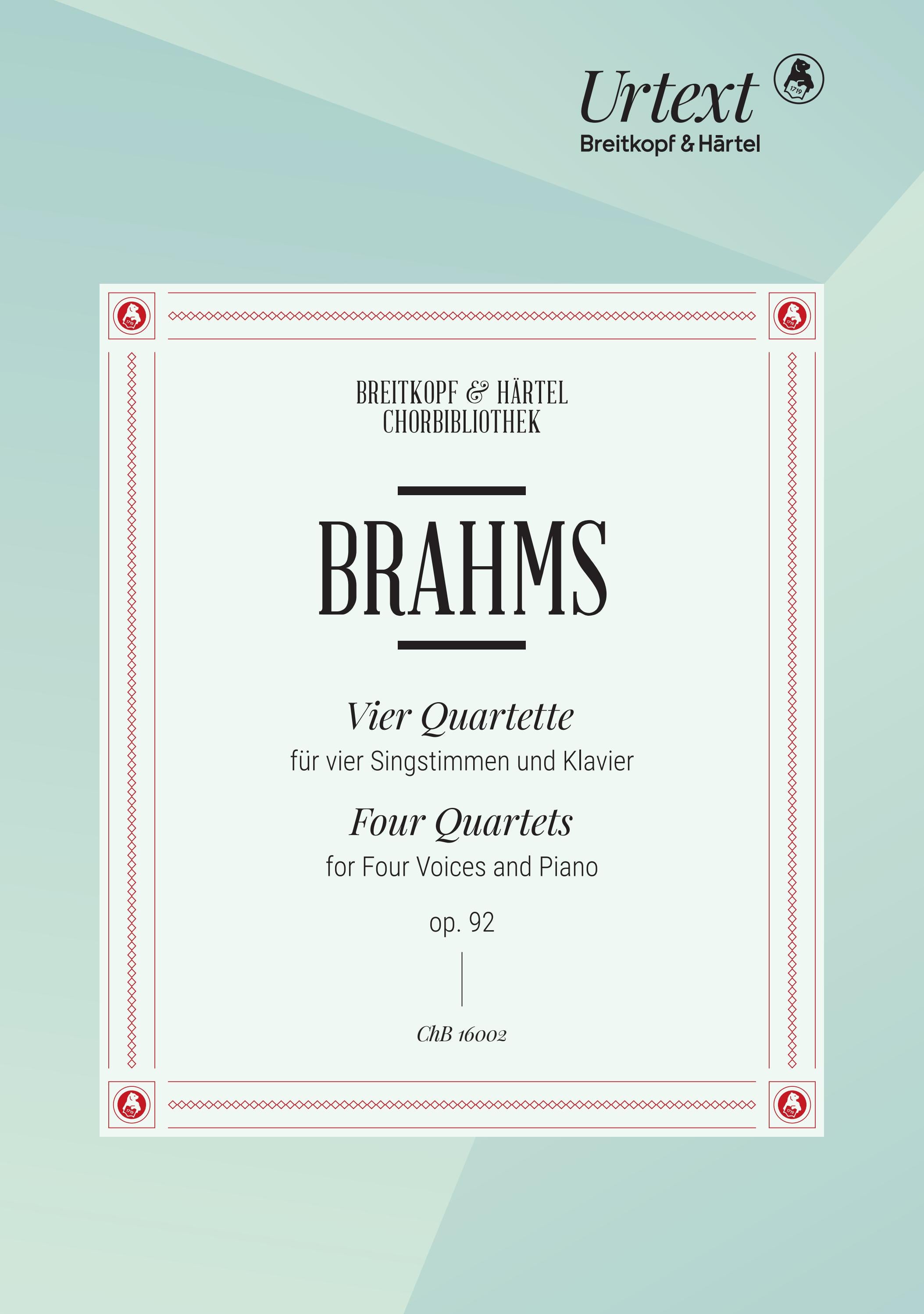 ChB 16002 – Brahms, Vier Quartette für vier Singstimmen und Klavier op ...