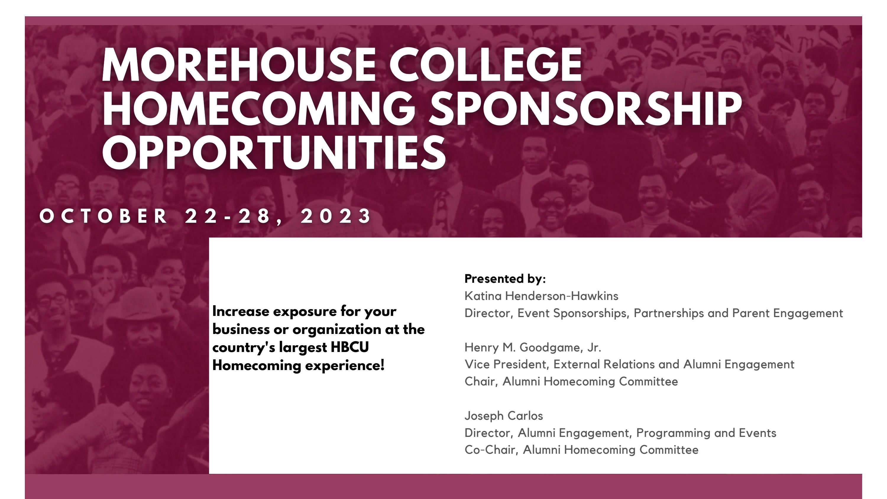 Homecoming 2023 Sponsorship Opportunities by morehouse.college - Issuu