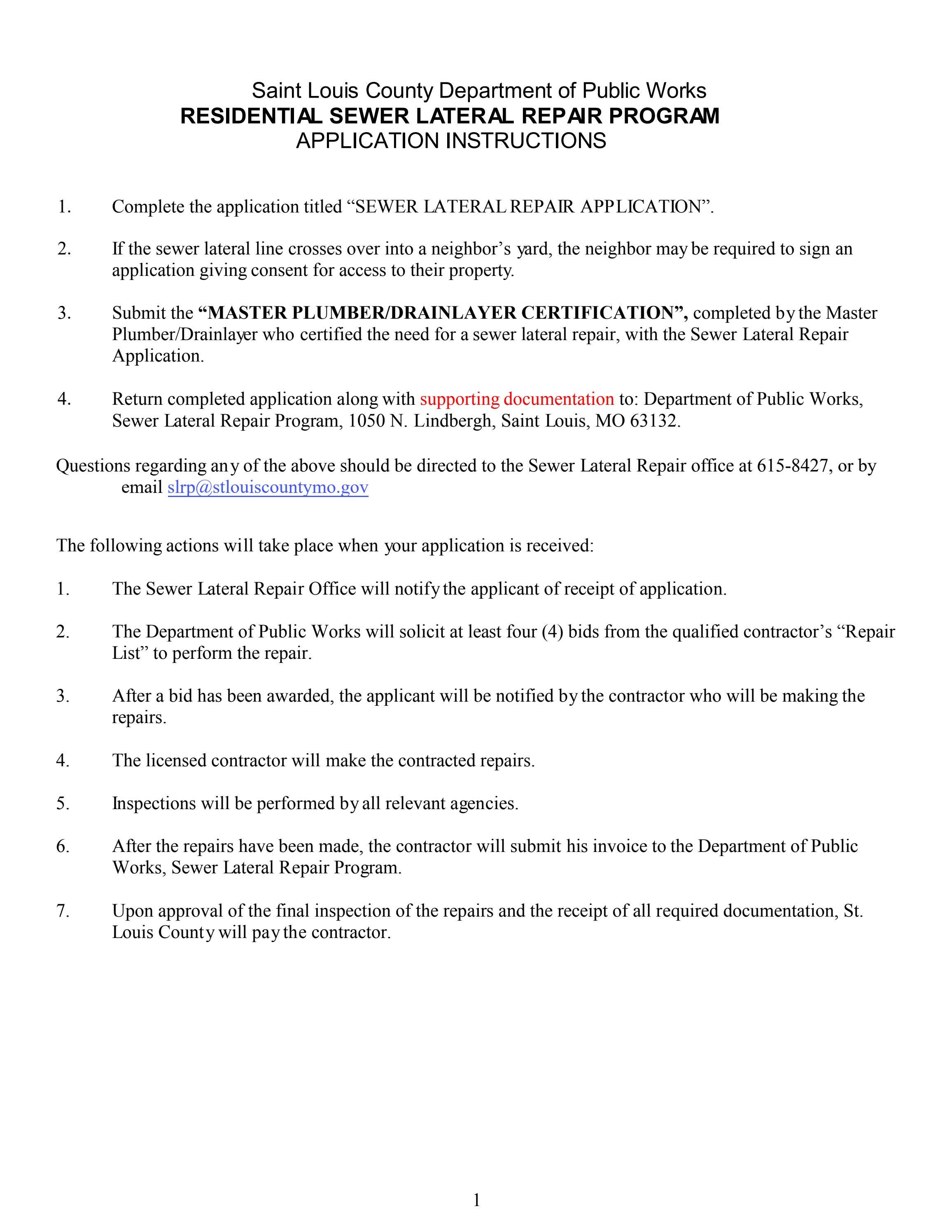 Residential Sewer Lateral Repair - Application Packet by STLCOGOV - Issuu