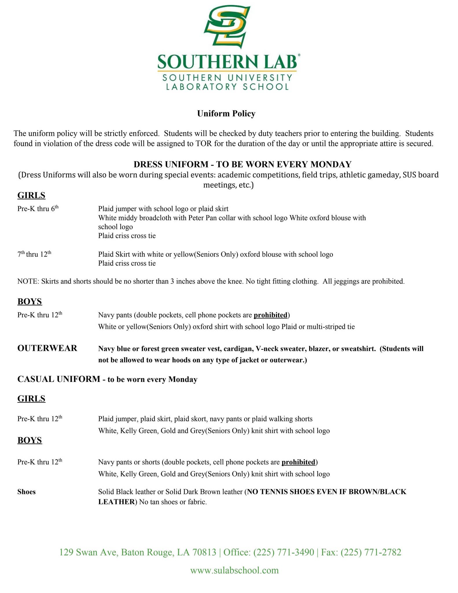 Uniform Policy by Southern University Laboratory School - Issuu