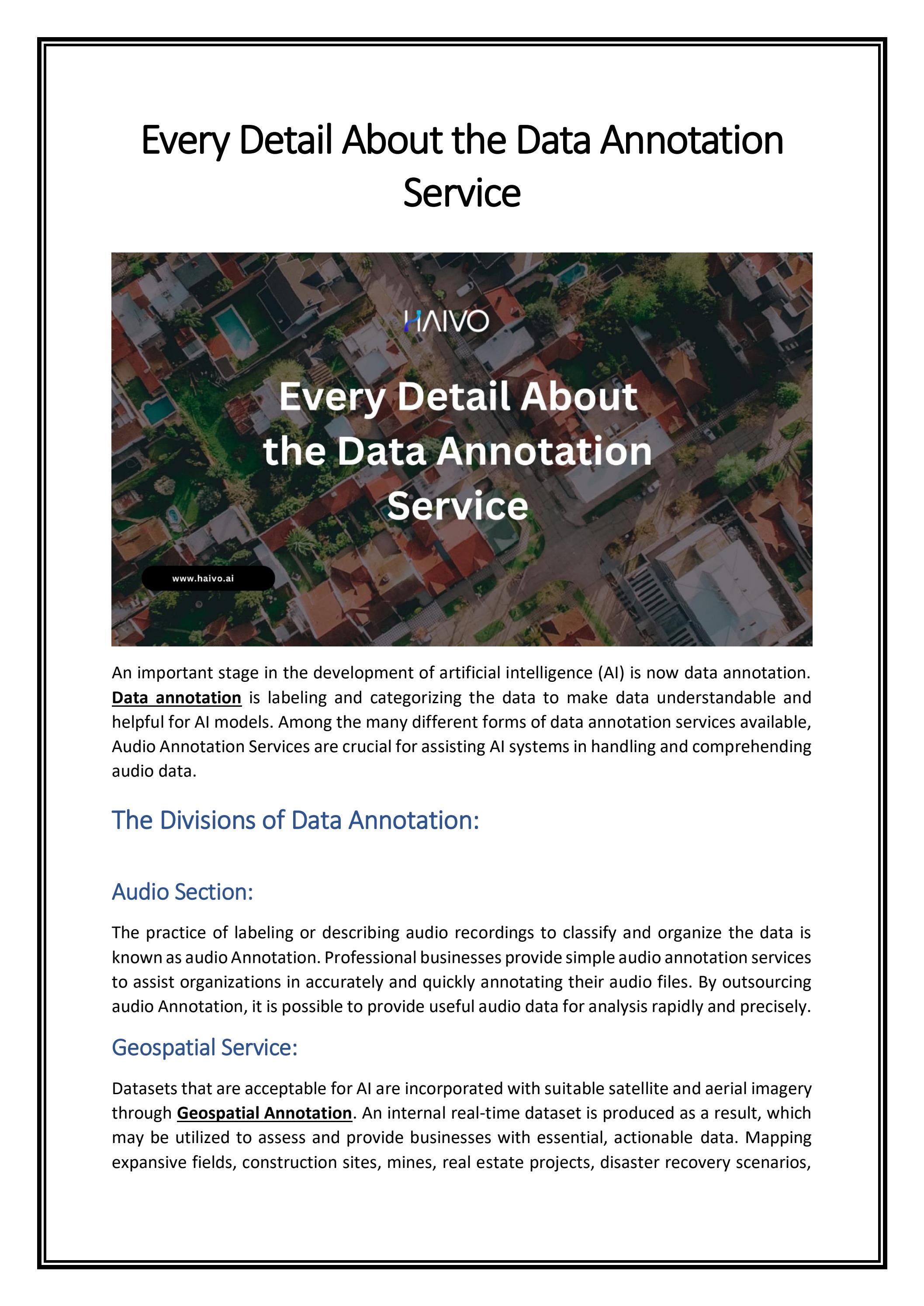Every Detail About the Data Annotation Service by Haivo Annotation - Issuu