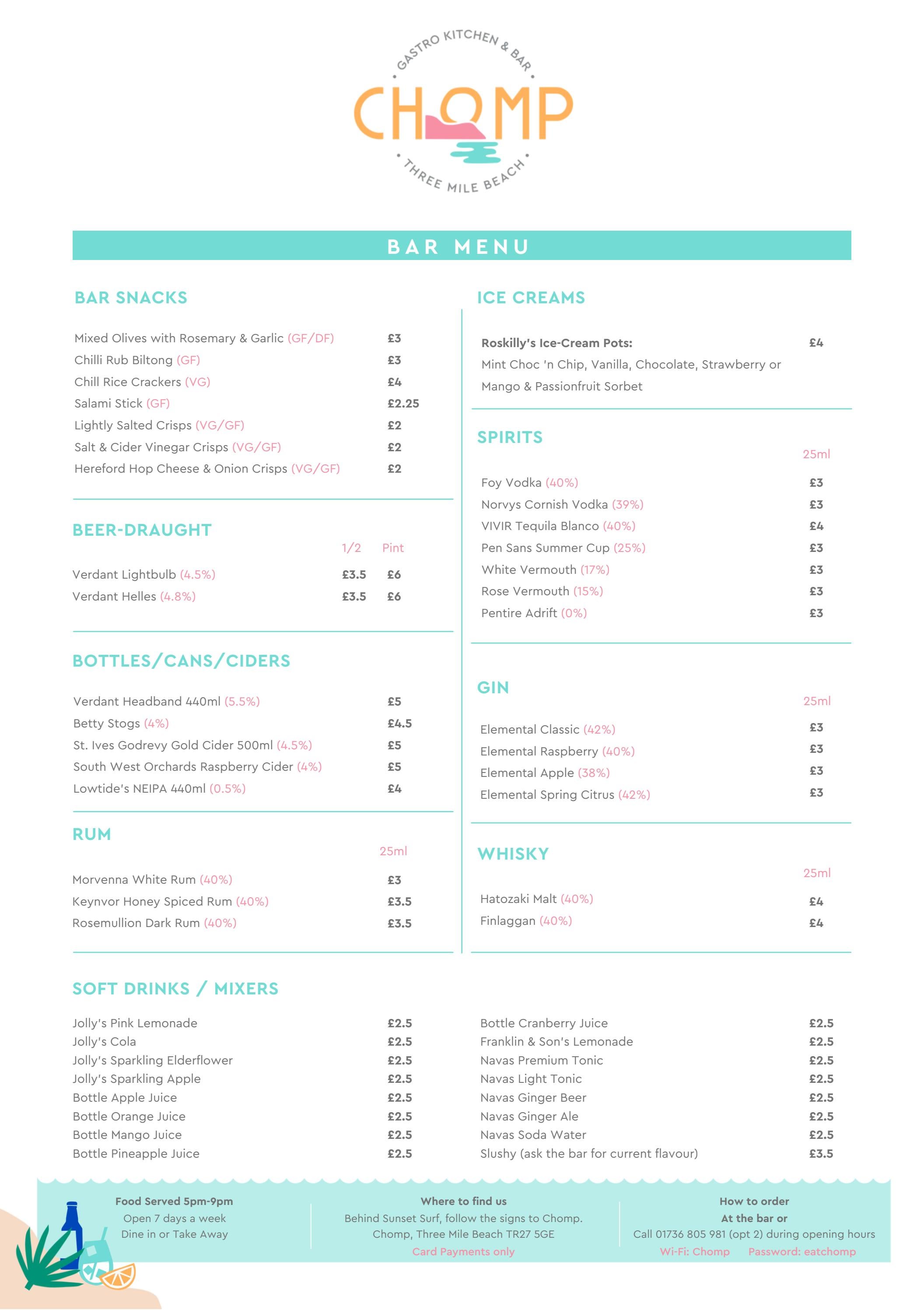 Chomp Drinks Menu by threemilebeach - Issuu