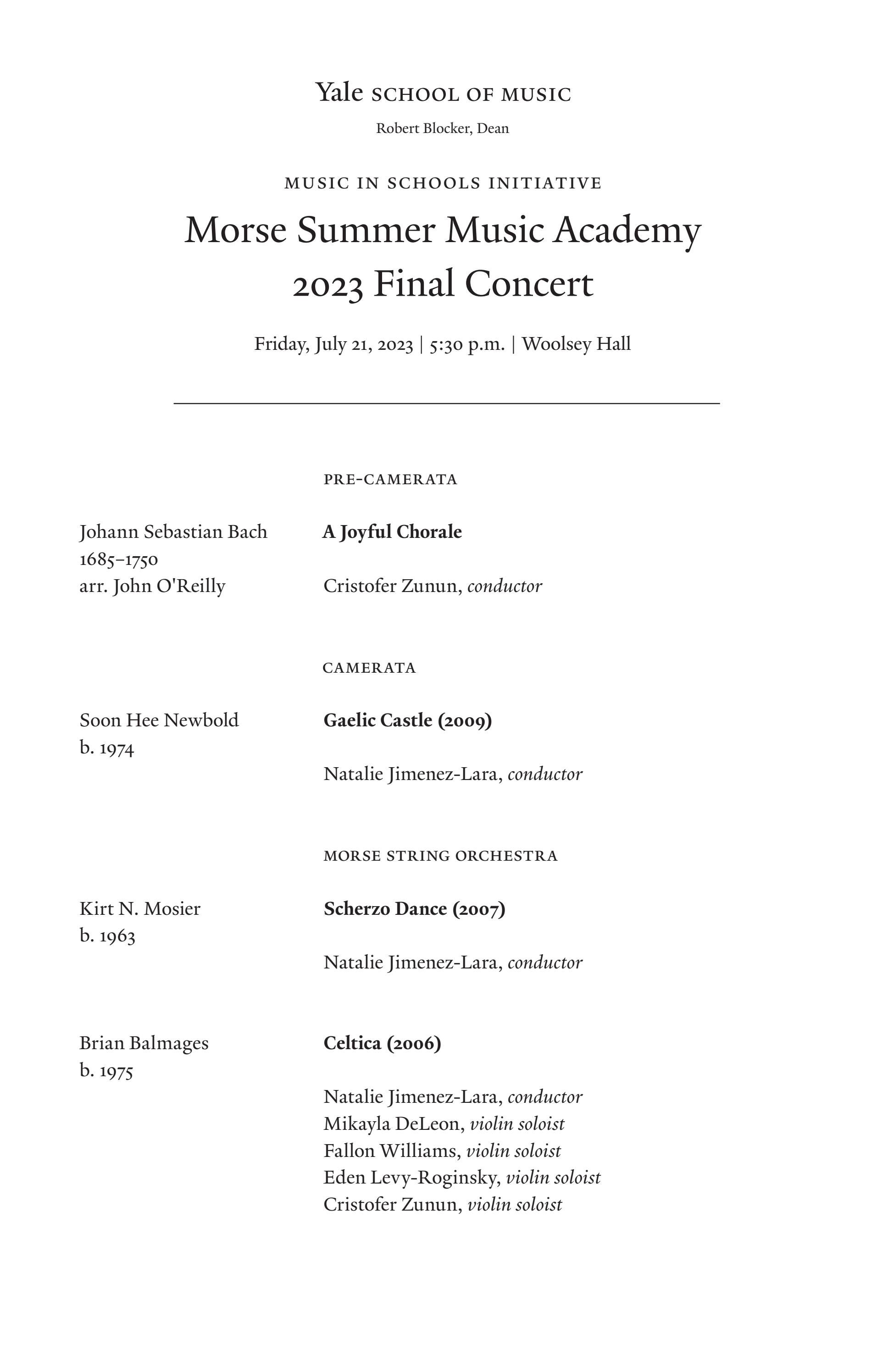 Morse Summer Music Academy Final Concert, July 21, 2023 by Yale School ...