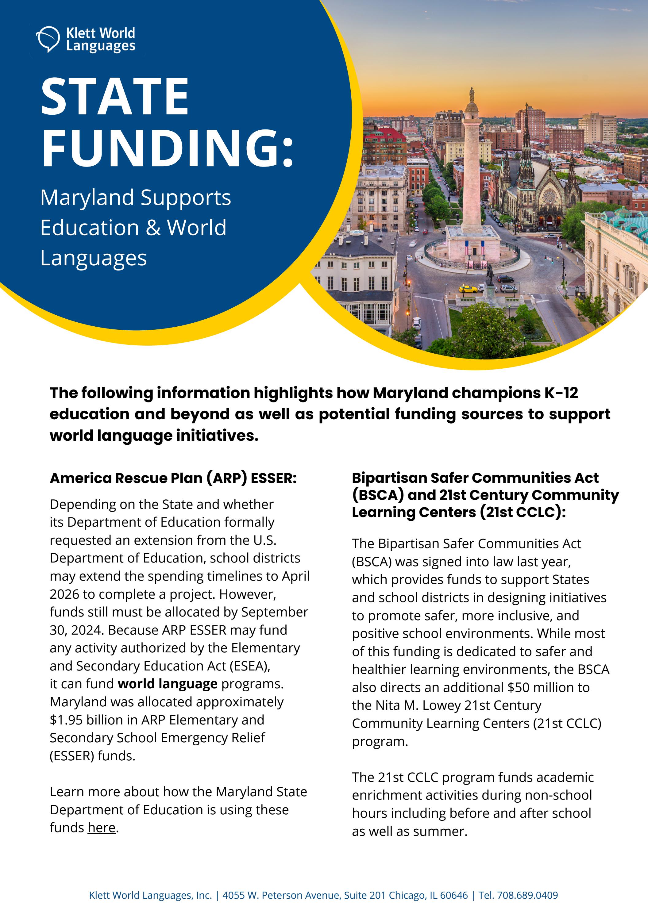 State Funding – Maryland by Klett World Languages - Issuu