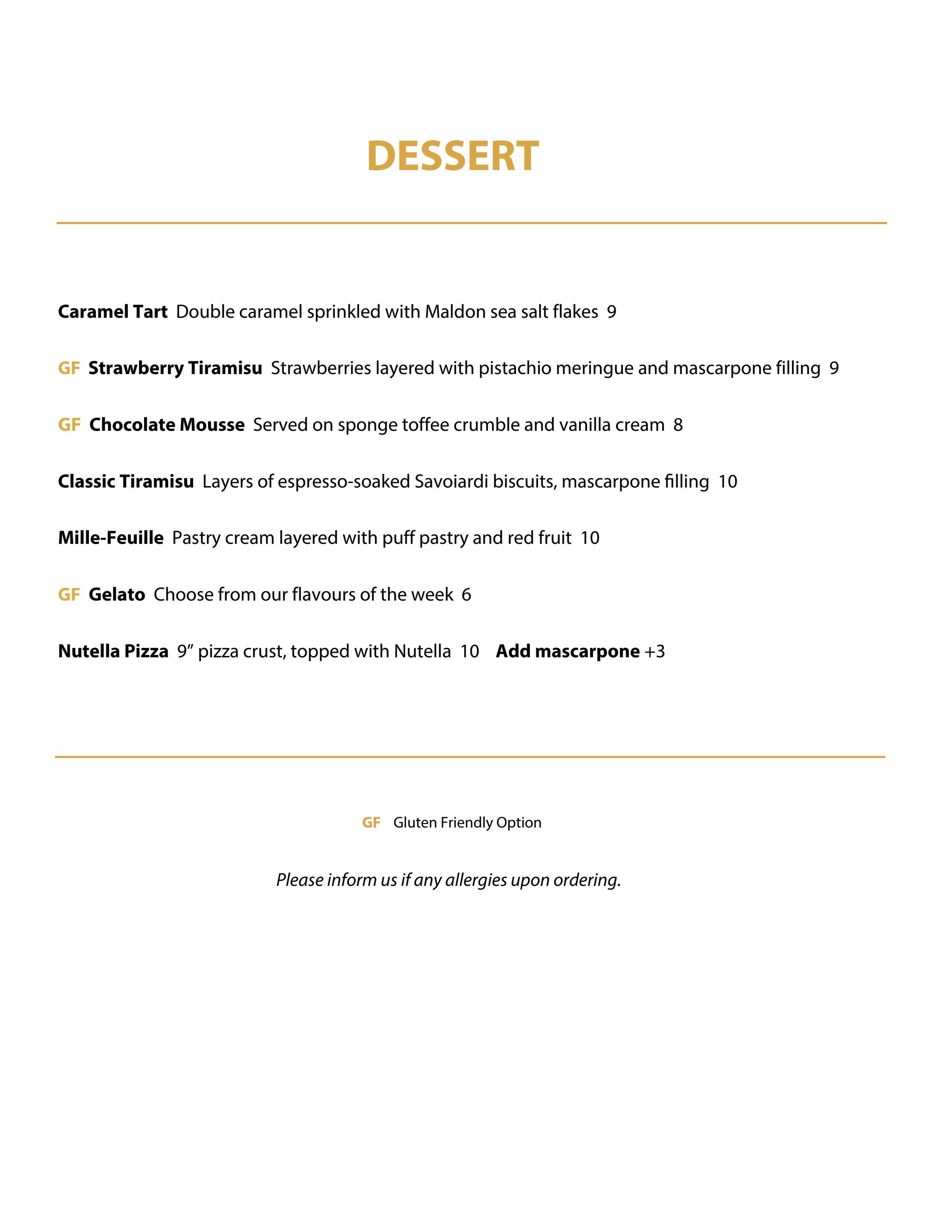 Trattoria Vesso Dessert Menu Final by trattoriavesso - Issuu