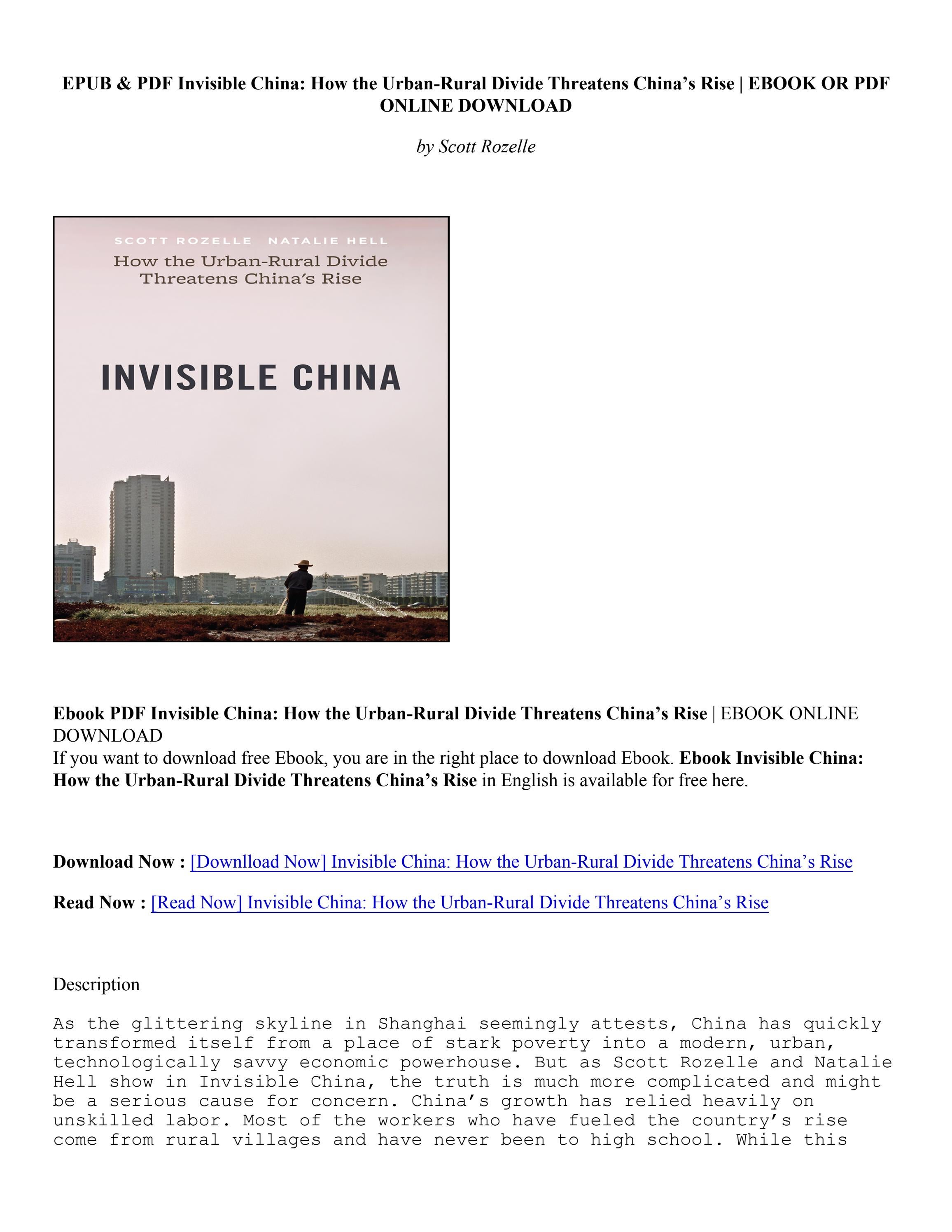 (Download) Invisible China: How the Urban-Rural Divide Threatens China ...