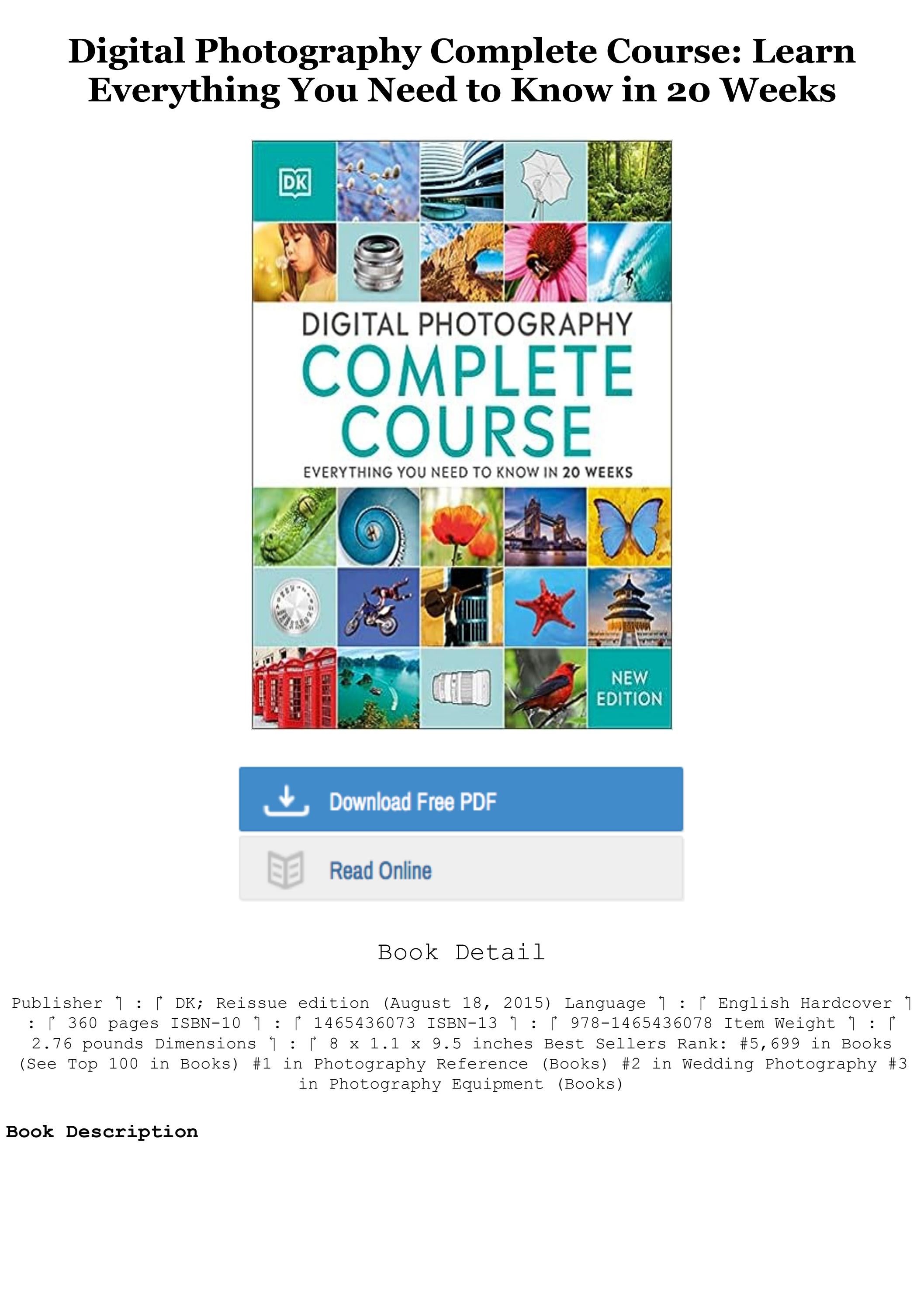 Read Book [PDF] Digital Photography Complete Course: Learn Everything ...
