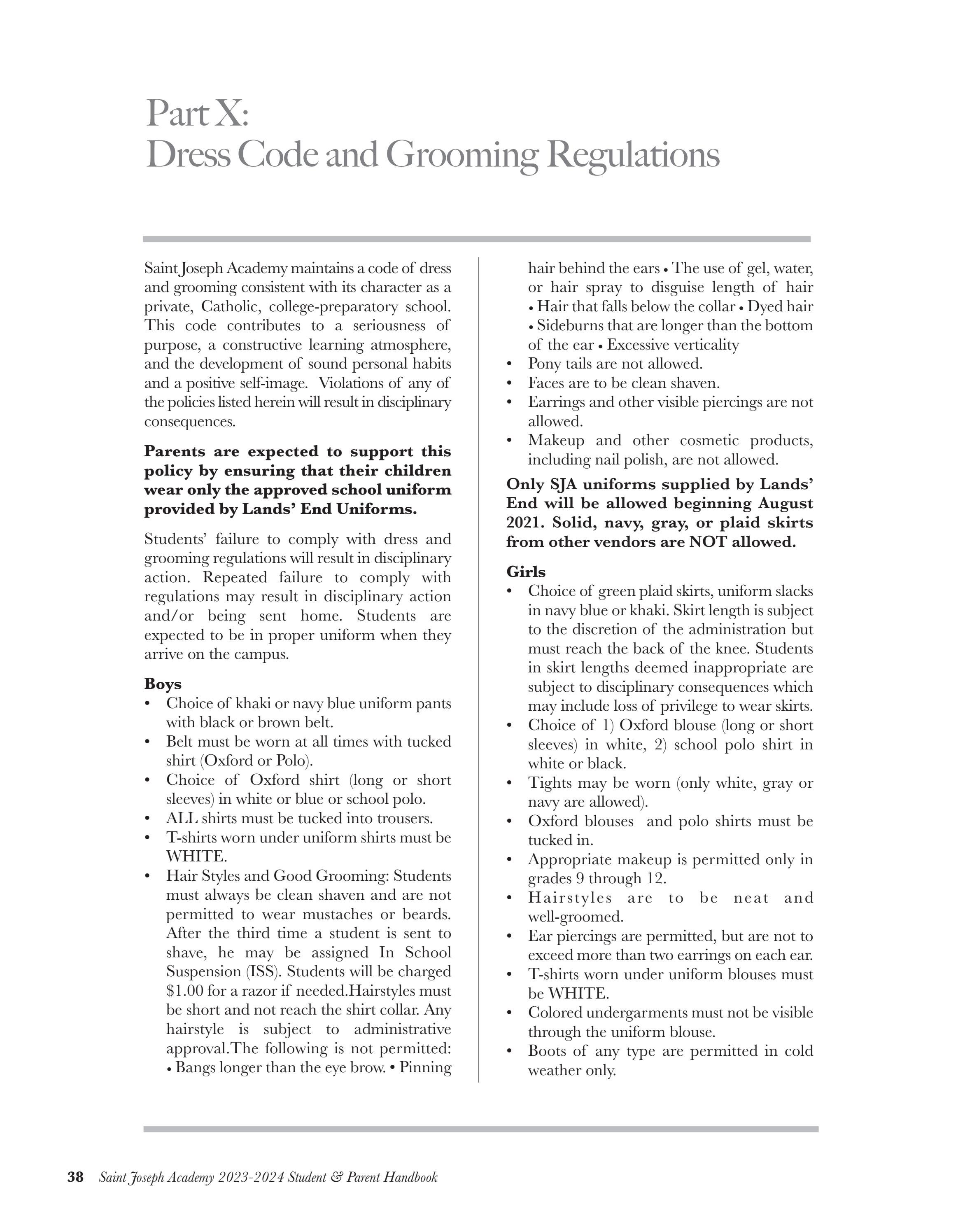 Dress Code/Grooming 23-24 by St. Joseph Academy - Issuu