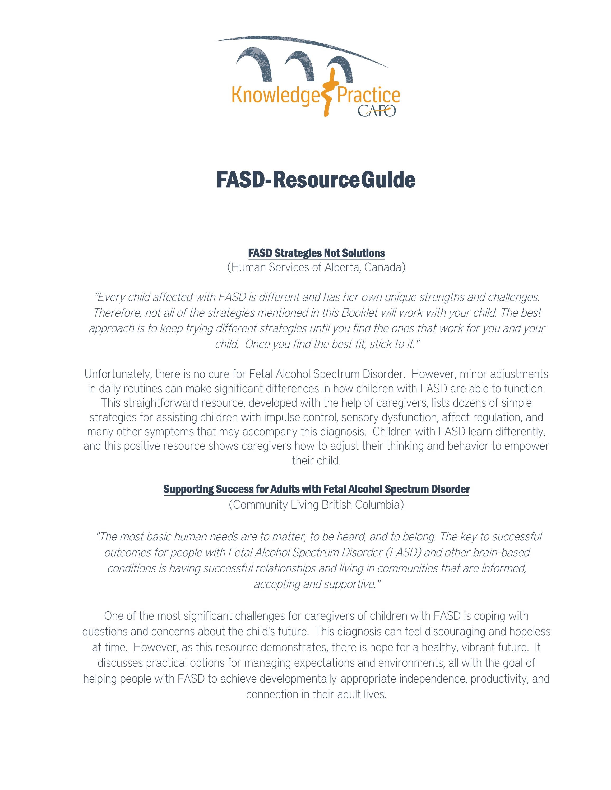 Fetal Alcohol Spectrum Disorder (FASD) Resource Guide by Christian ...