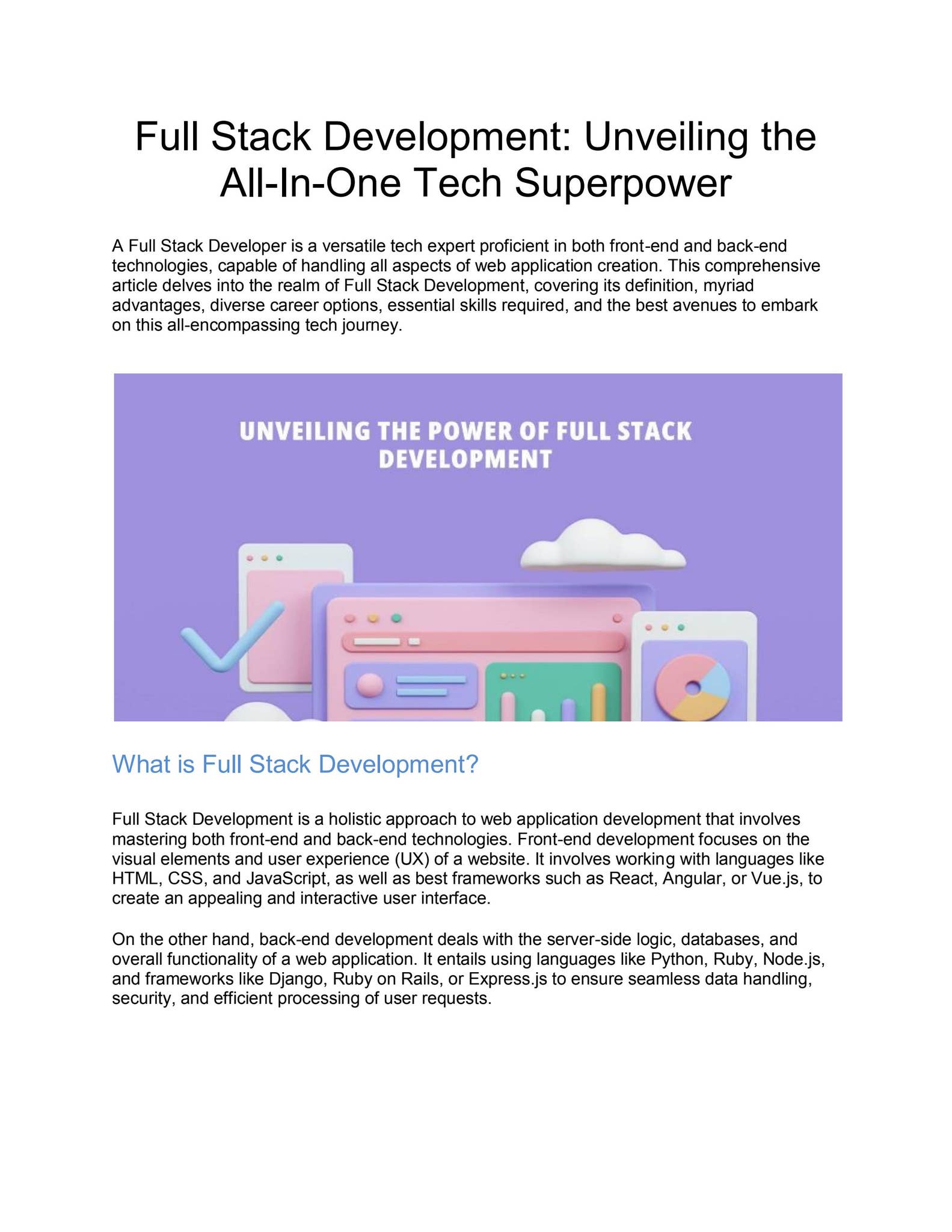 Full Stack Development: Unveiling the All-In-One Tech Superpower by Sanjeet Singh - Issuu
