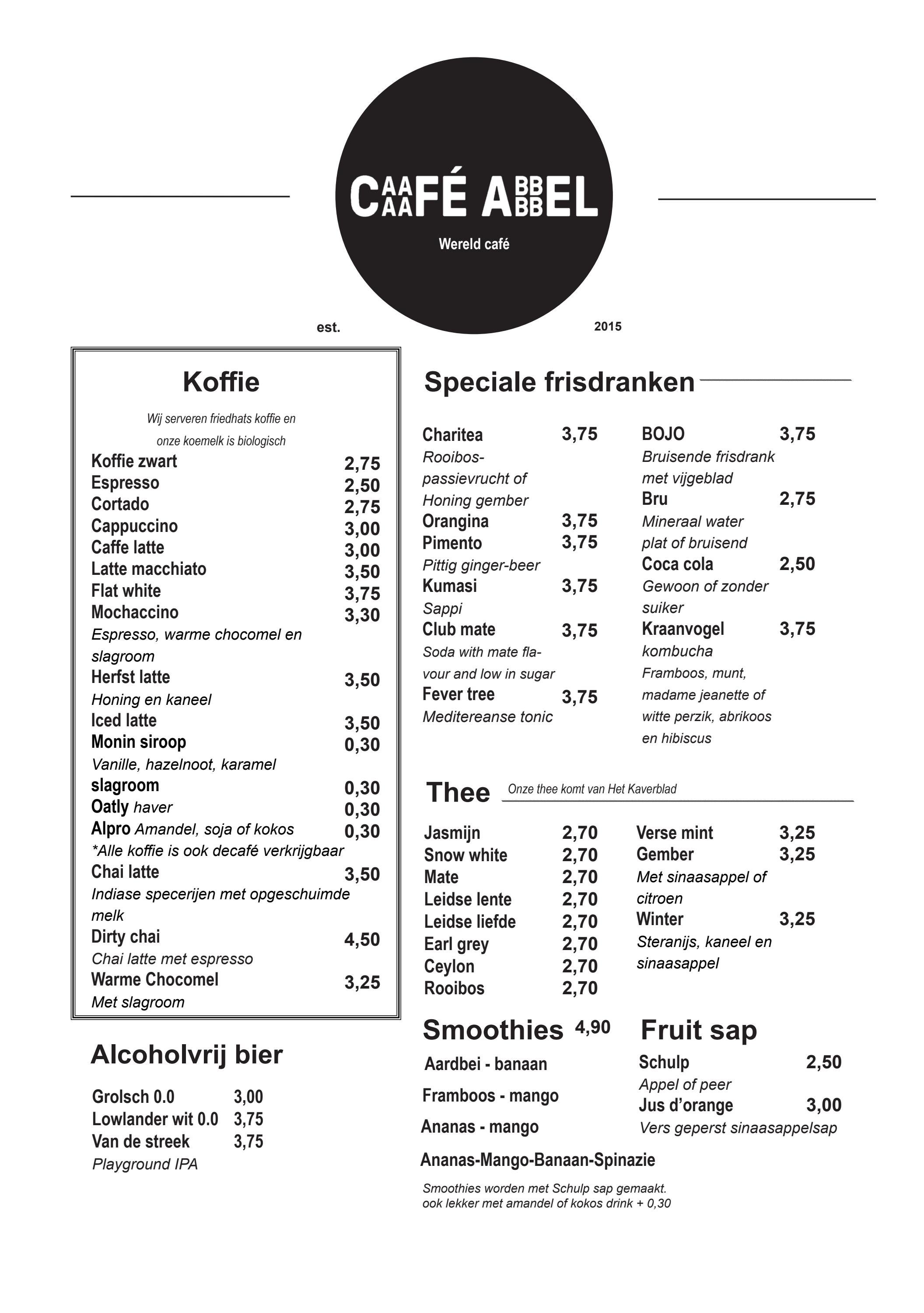 Menukaart Café Abel - 2023 by Wereldmuseum - Issuu