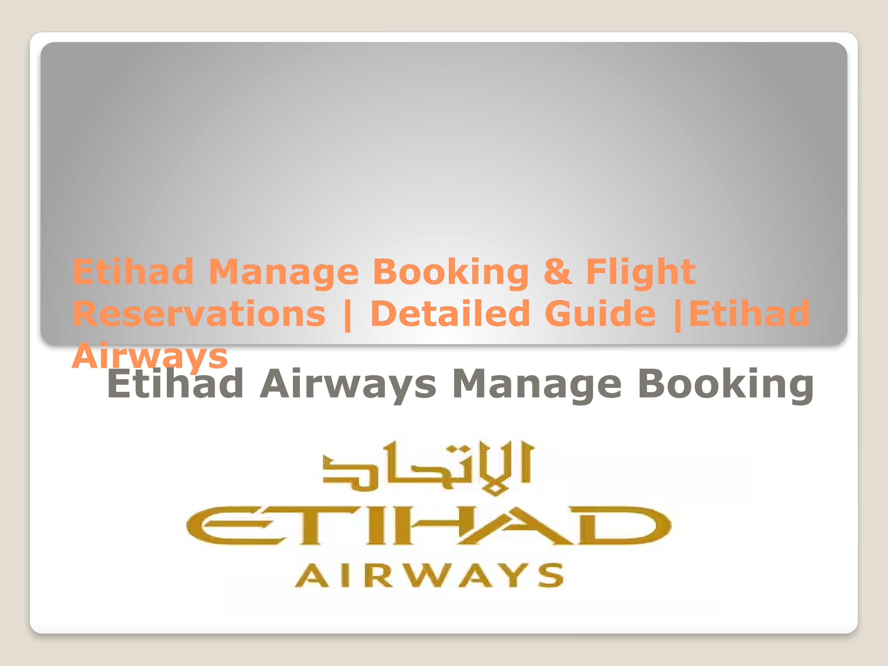 Etihad Airways Book Ticket