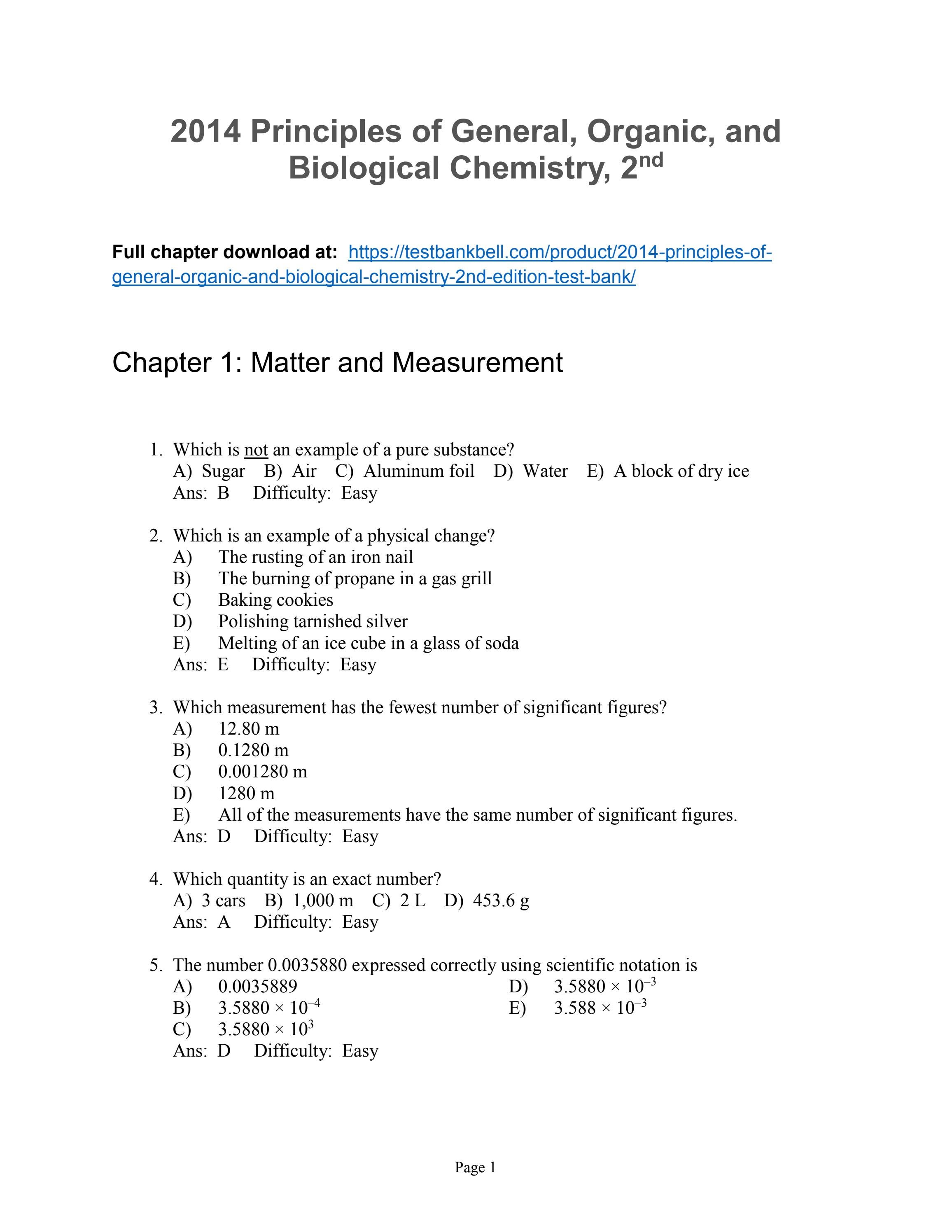 2014 principles of general organic and biological chemistry 2nd edition ...