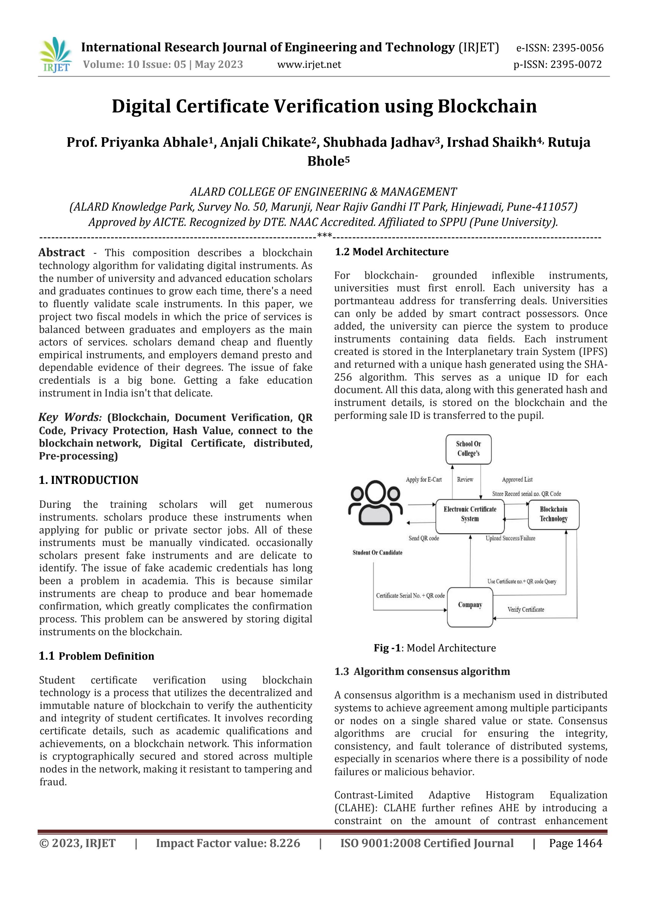 Digital Certificate Verification using Blockchain by IRJET Journal - Issuu