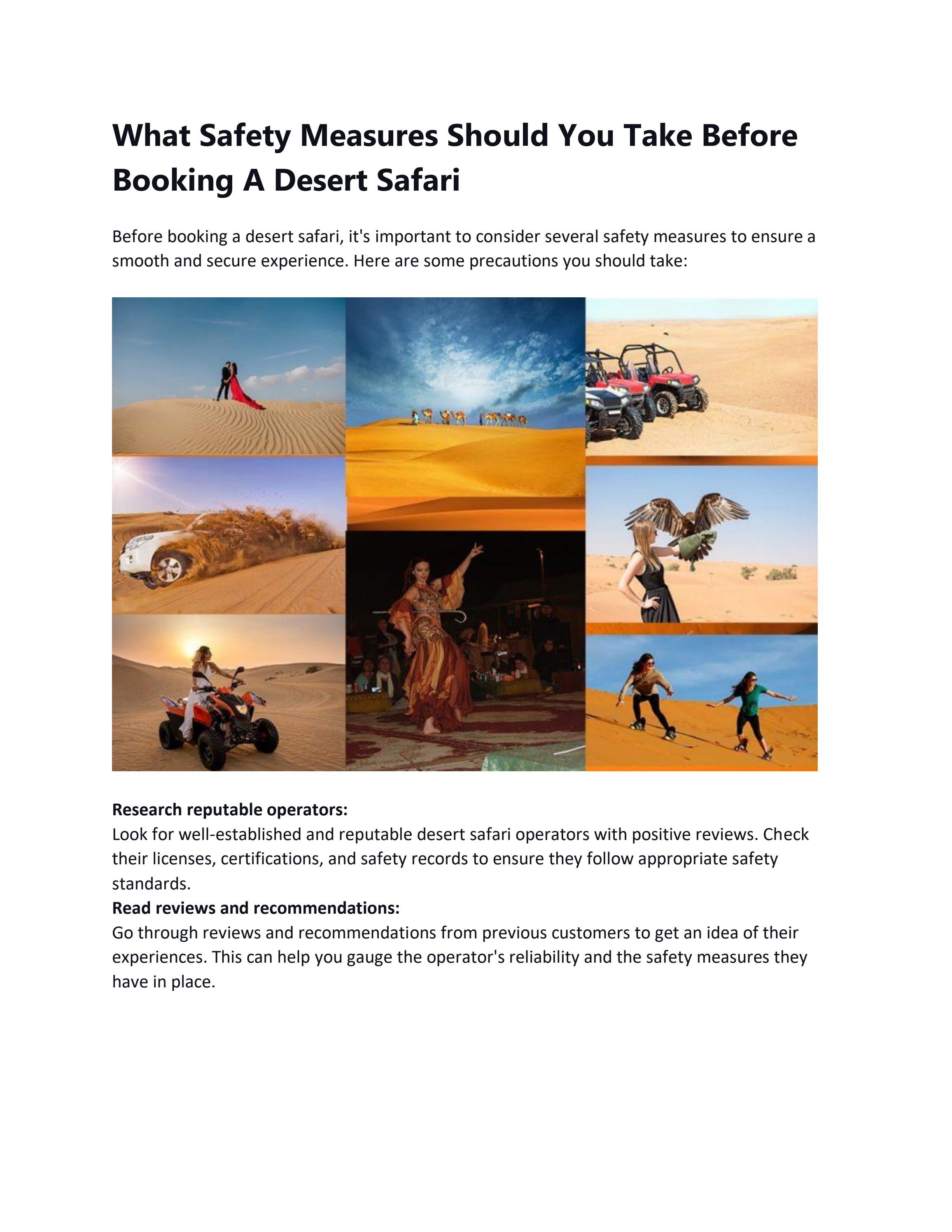What Safety Measures Should You Take Before Booking A Desert Safari by ...