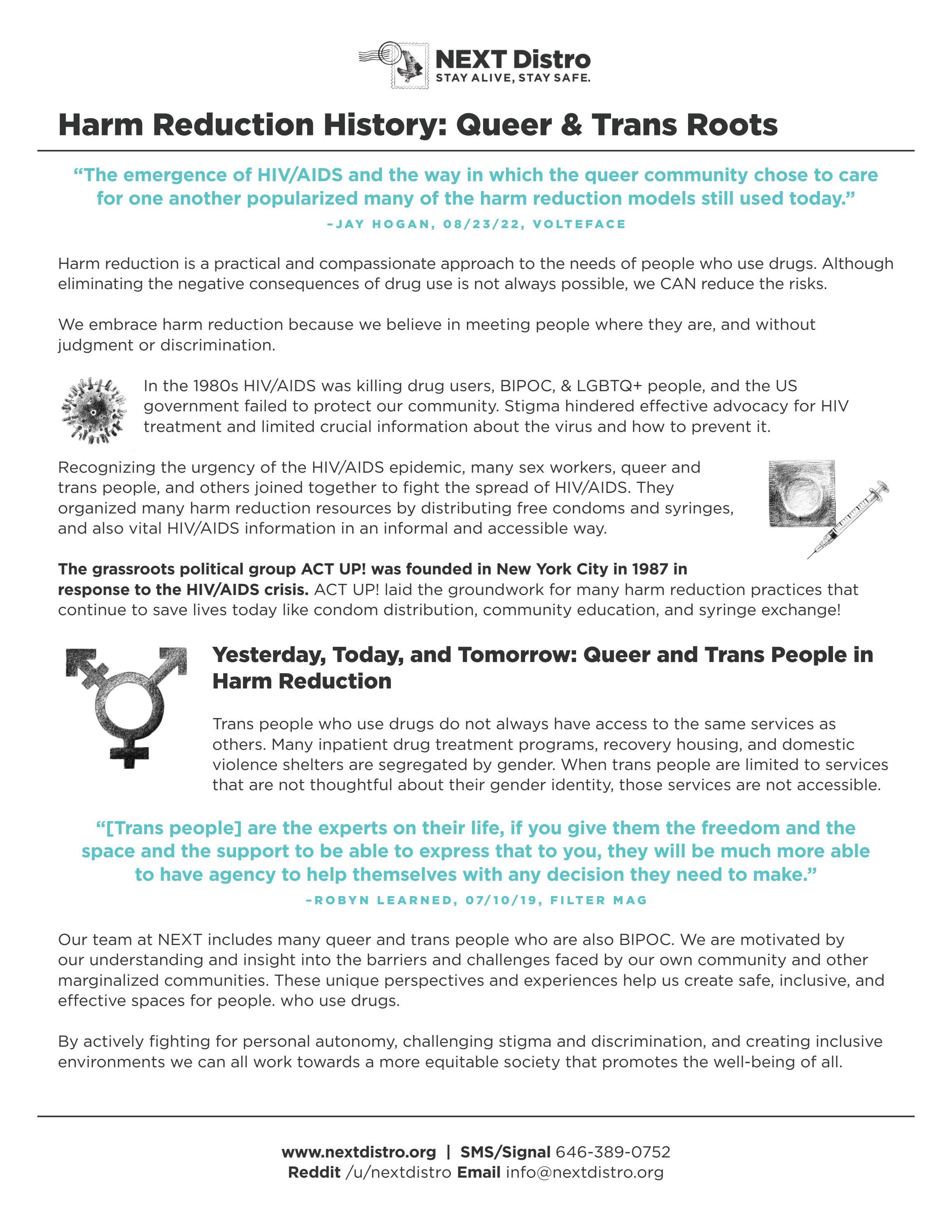 Harm Reduction History: Queer & Trans Roots by nextdistro - Issuu