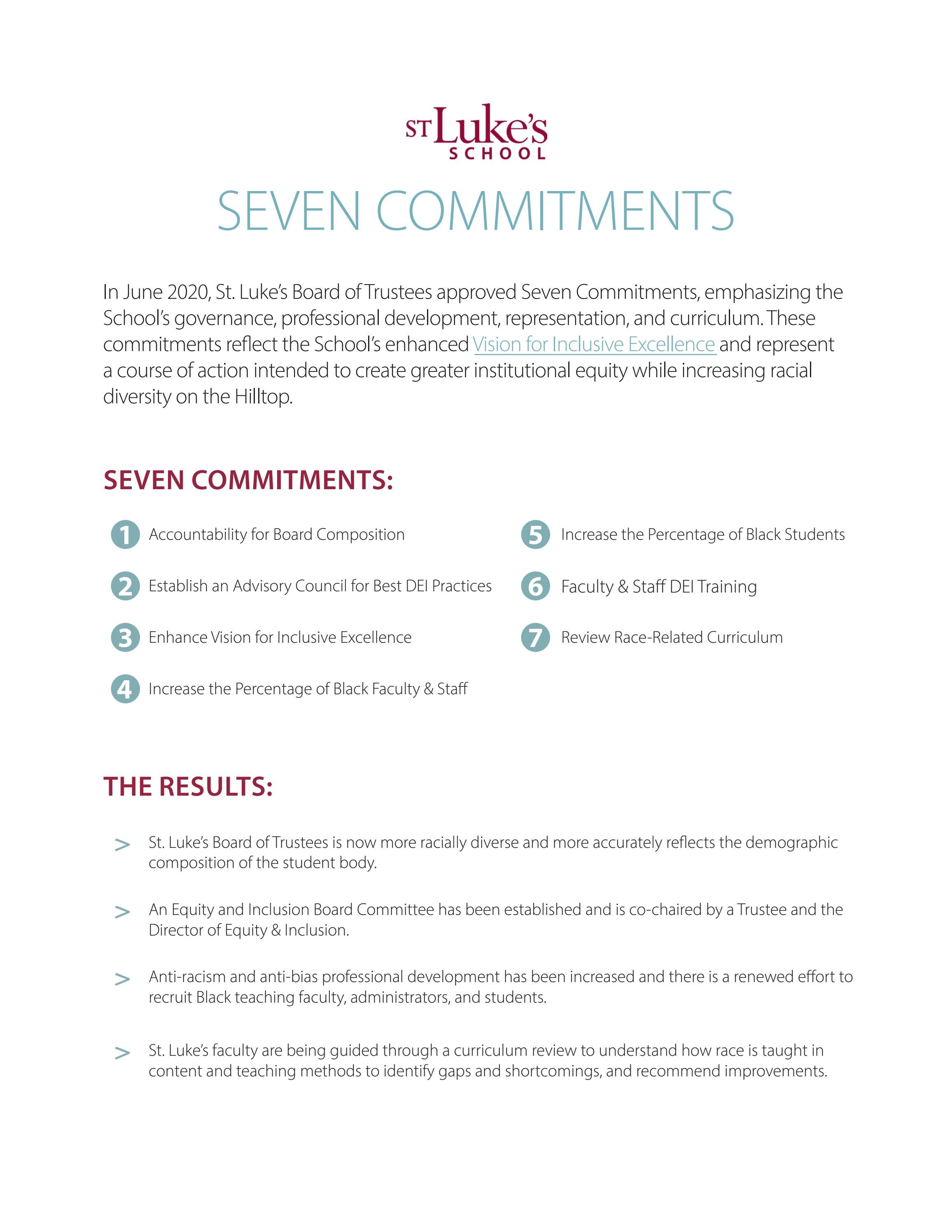 Seven Commitments by St. Luke's School - Issuu