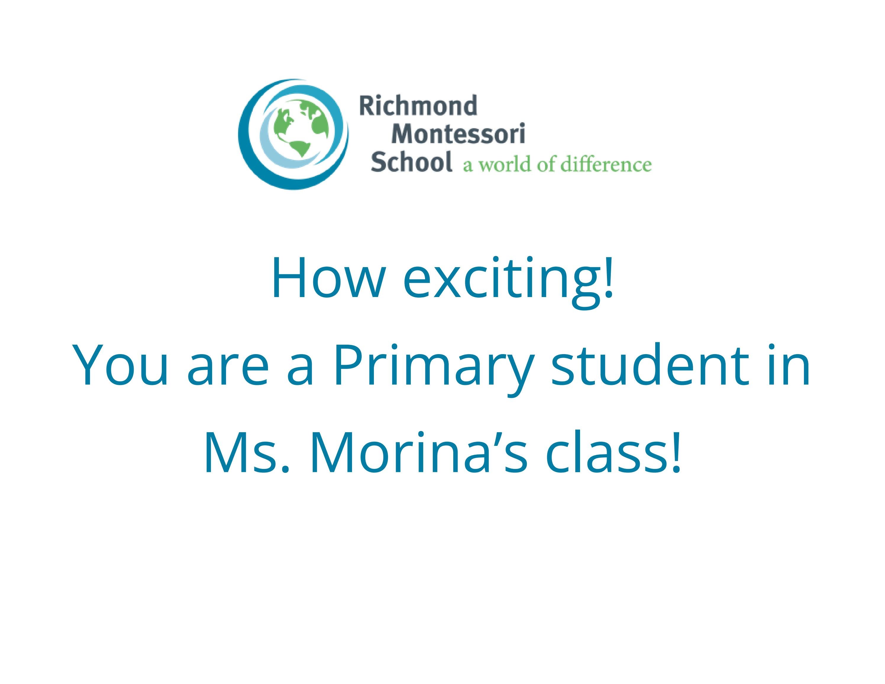 Ms. Morina's Welcome Booklet by Richmond Montessori School - Issuu