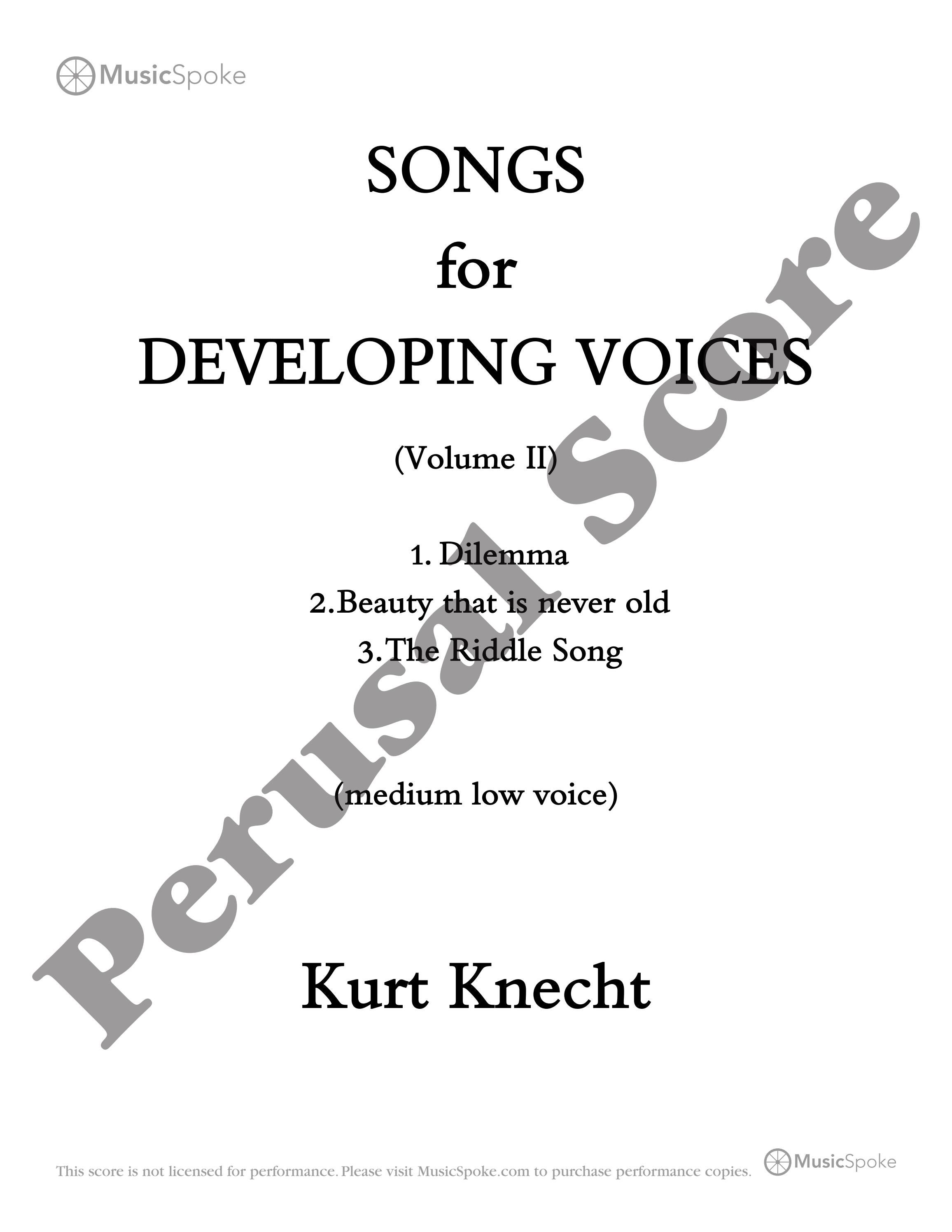Songs for Developing Voices Volume II | Medium Low | Kurt Knecht | MusicSpoke by MusicSpoke - Issuu