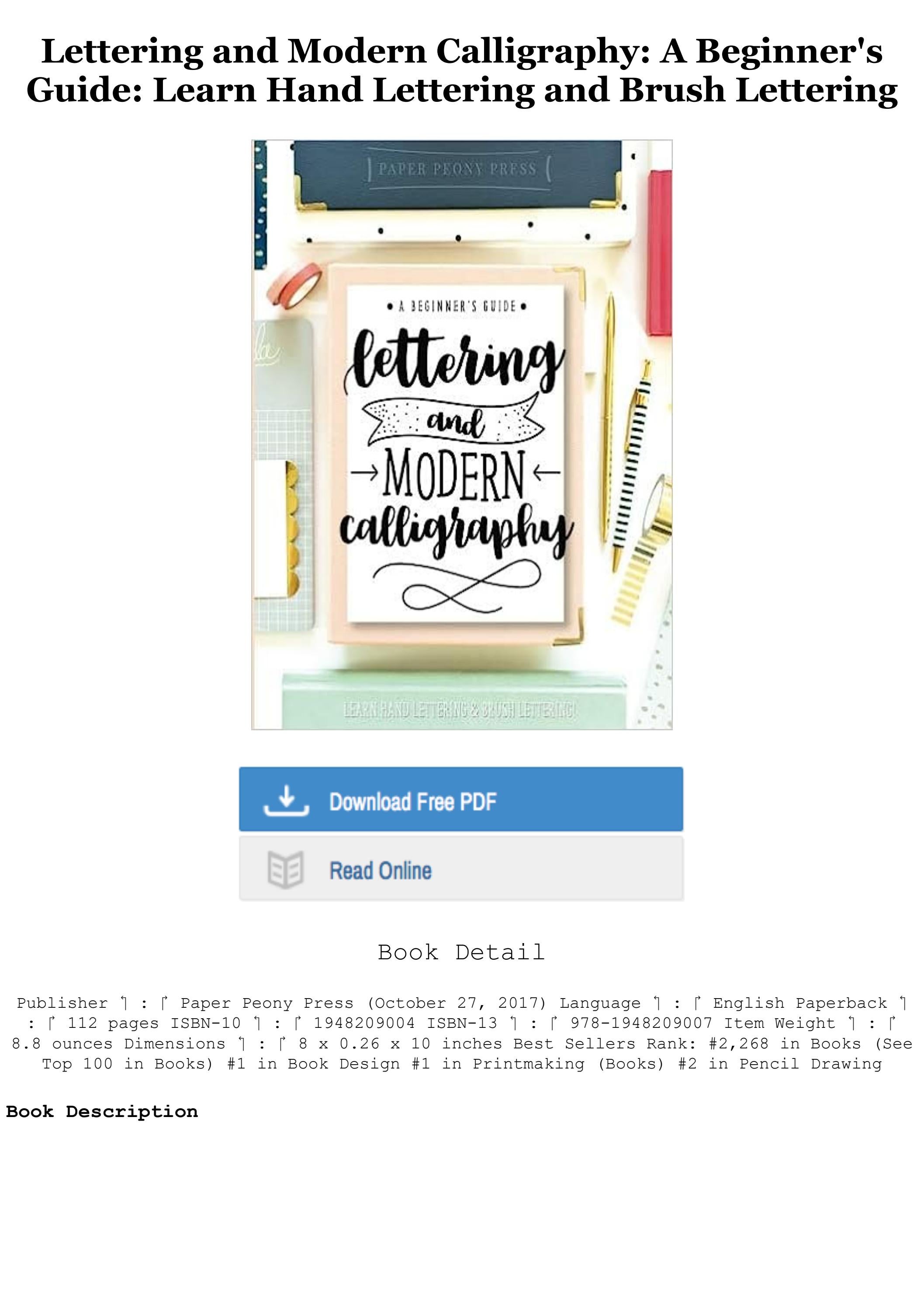 Download [PDF] Lettering and Modern Calligraphy: A Beginner's Guide ...