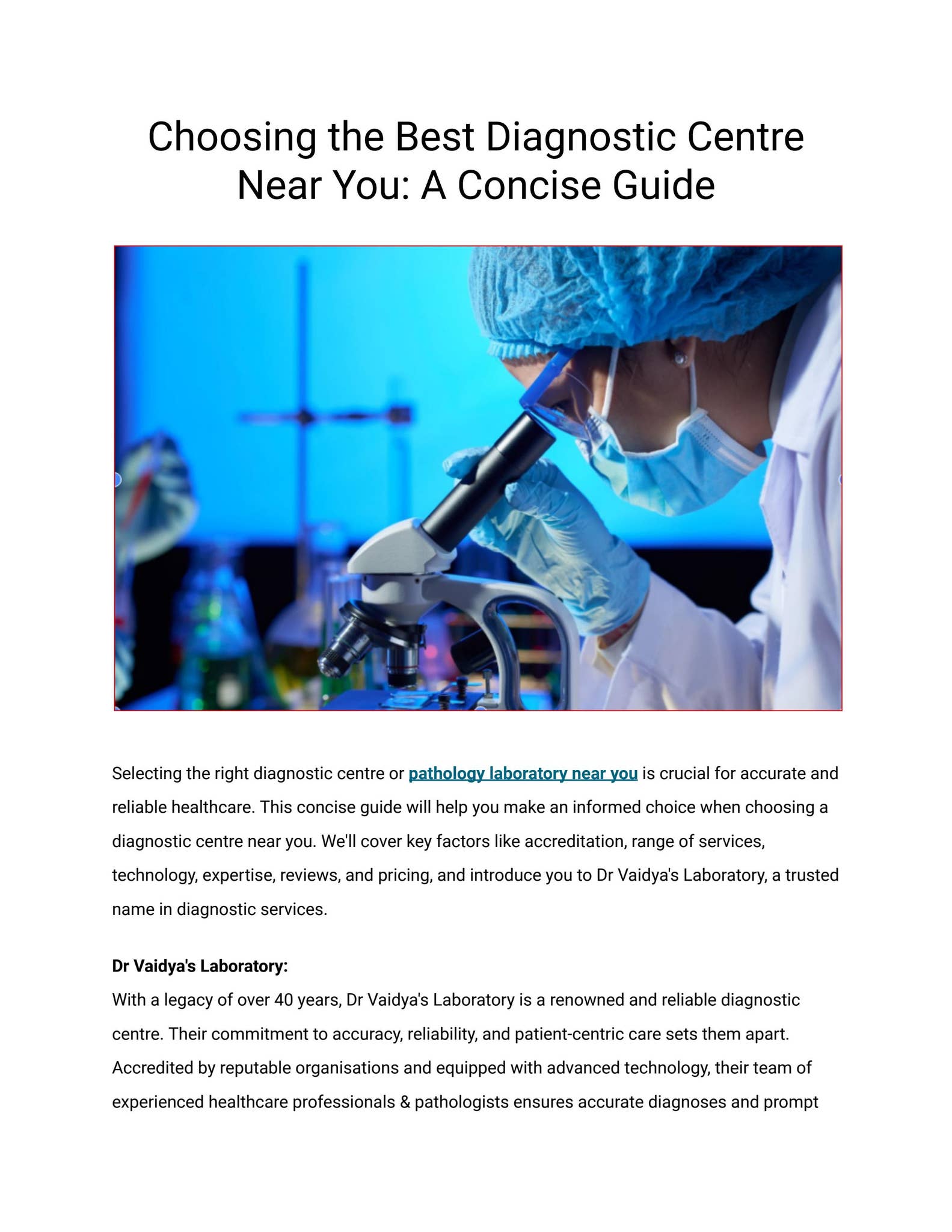 Choosing the Best Diagnostic Centre Near You: A Concise Guide by Dr ...